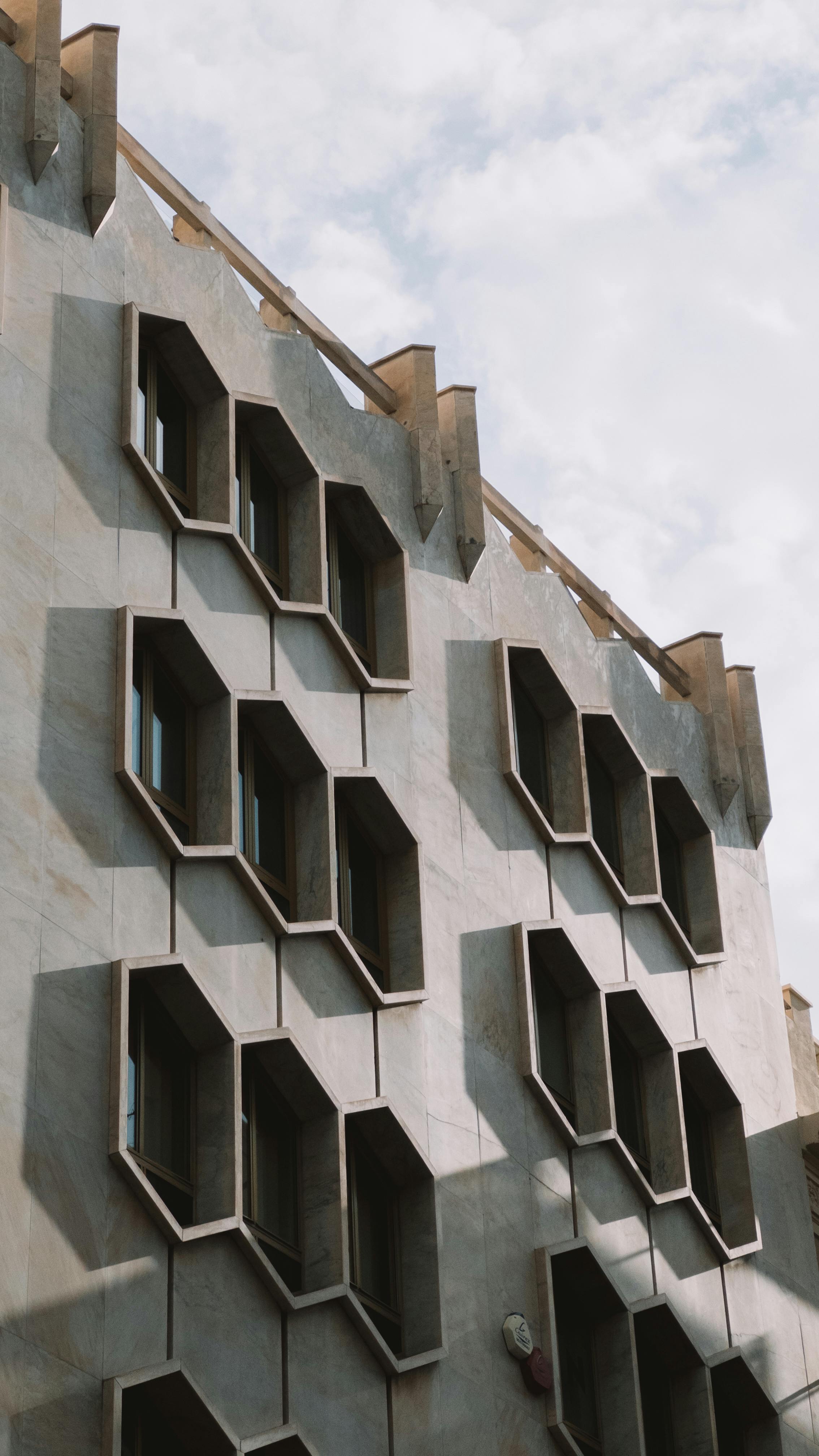 Exterior of a Building with Windows in Hexagon Shape · Free Stock Photo