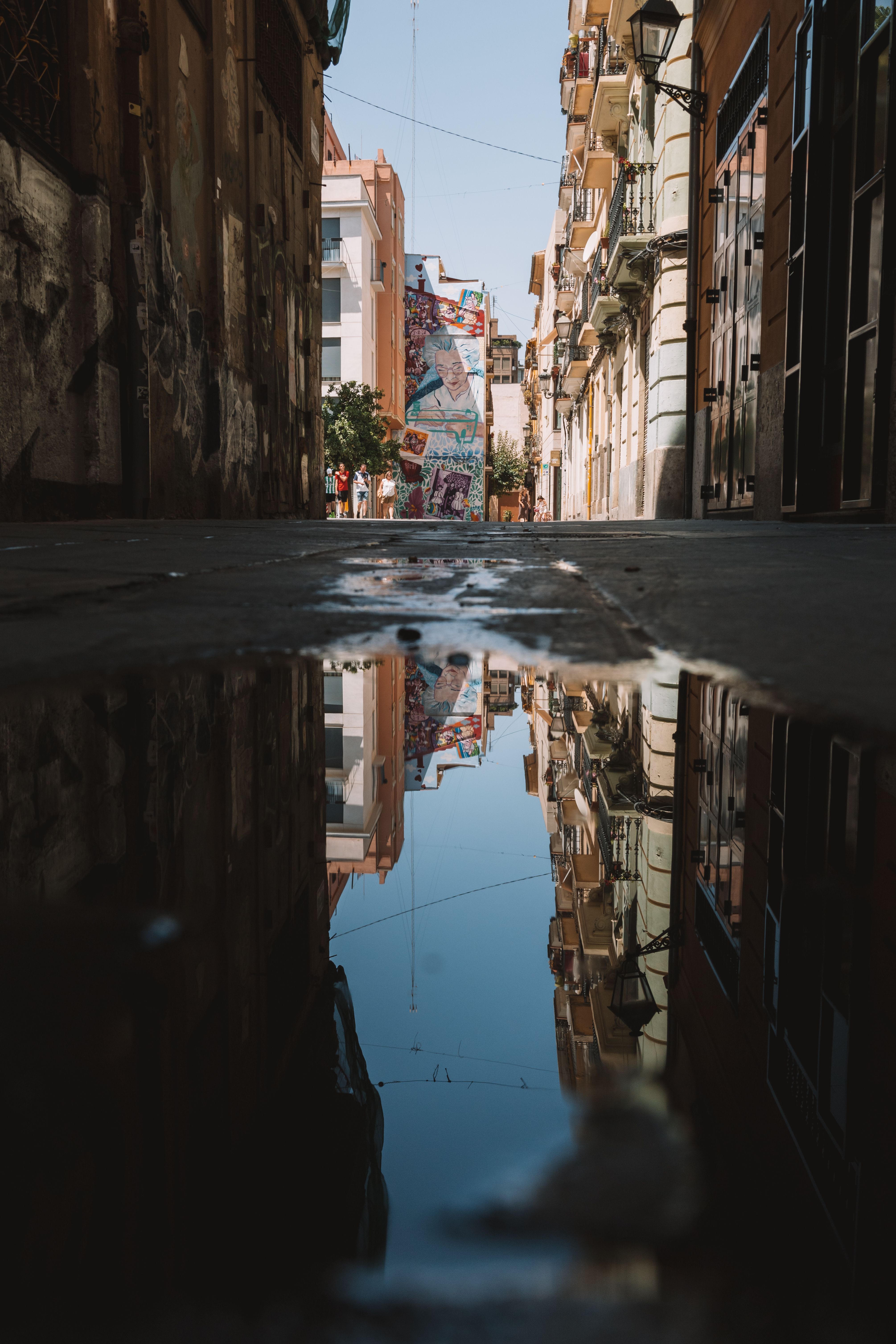 Reflection of a Street in Puddle · Free Stock Photo