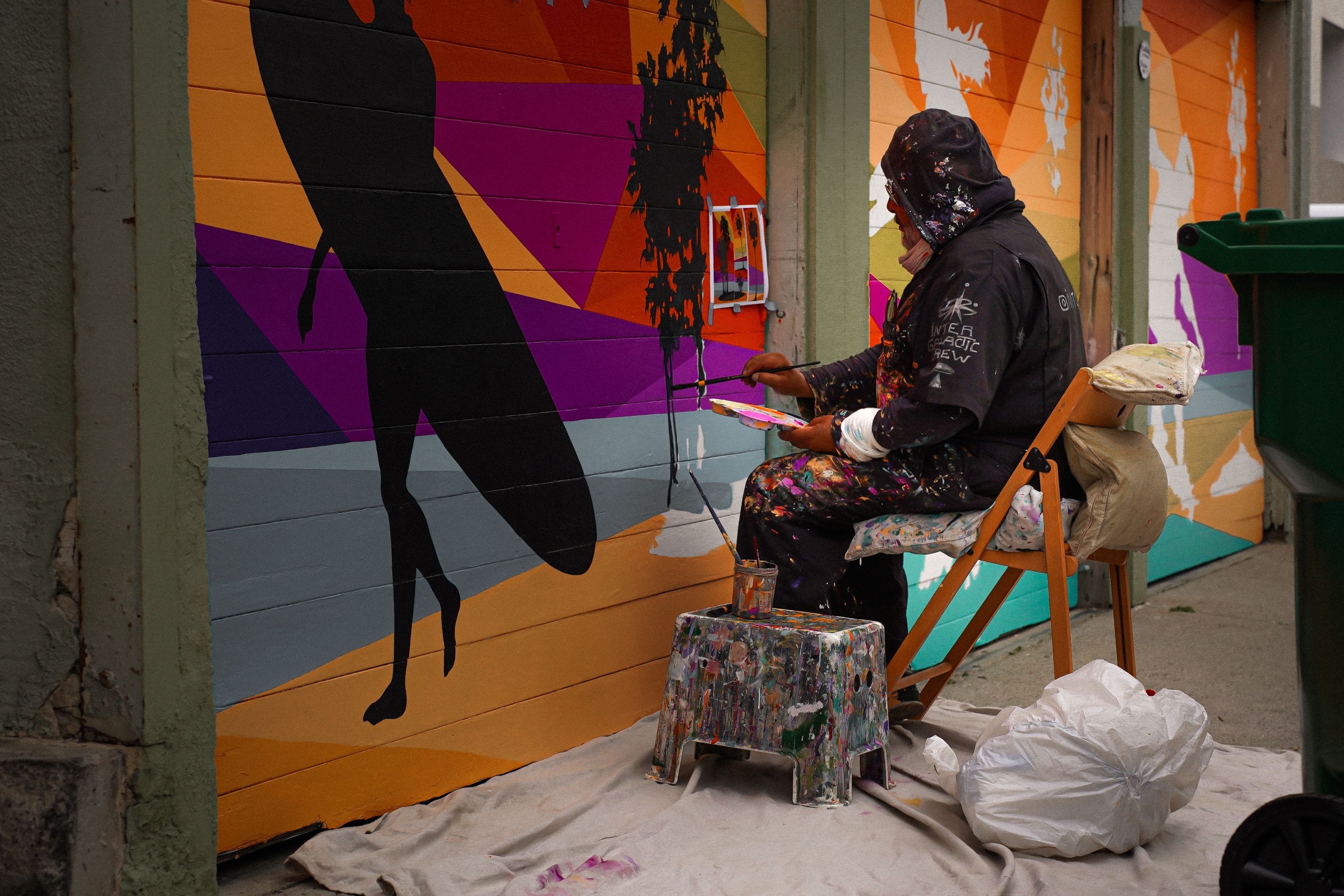 Man Painting Mural on Wall in Los Angeles, California, USA · Free Stock ...