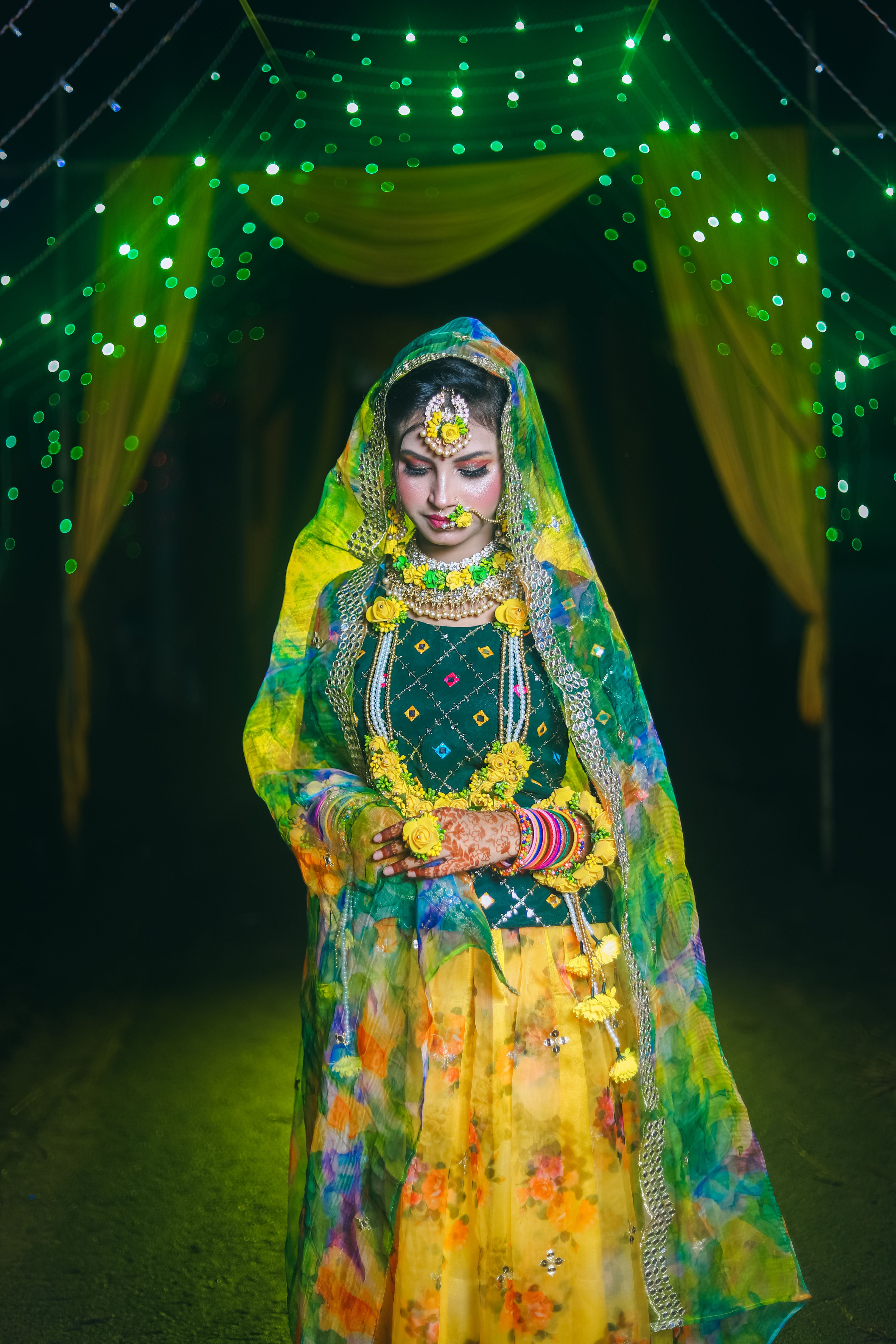 Woman in Traditional Clothing at Night · Free Stock Photo
