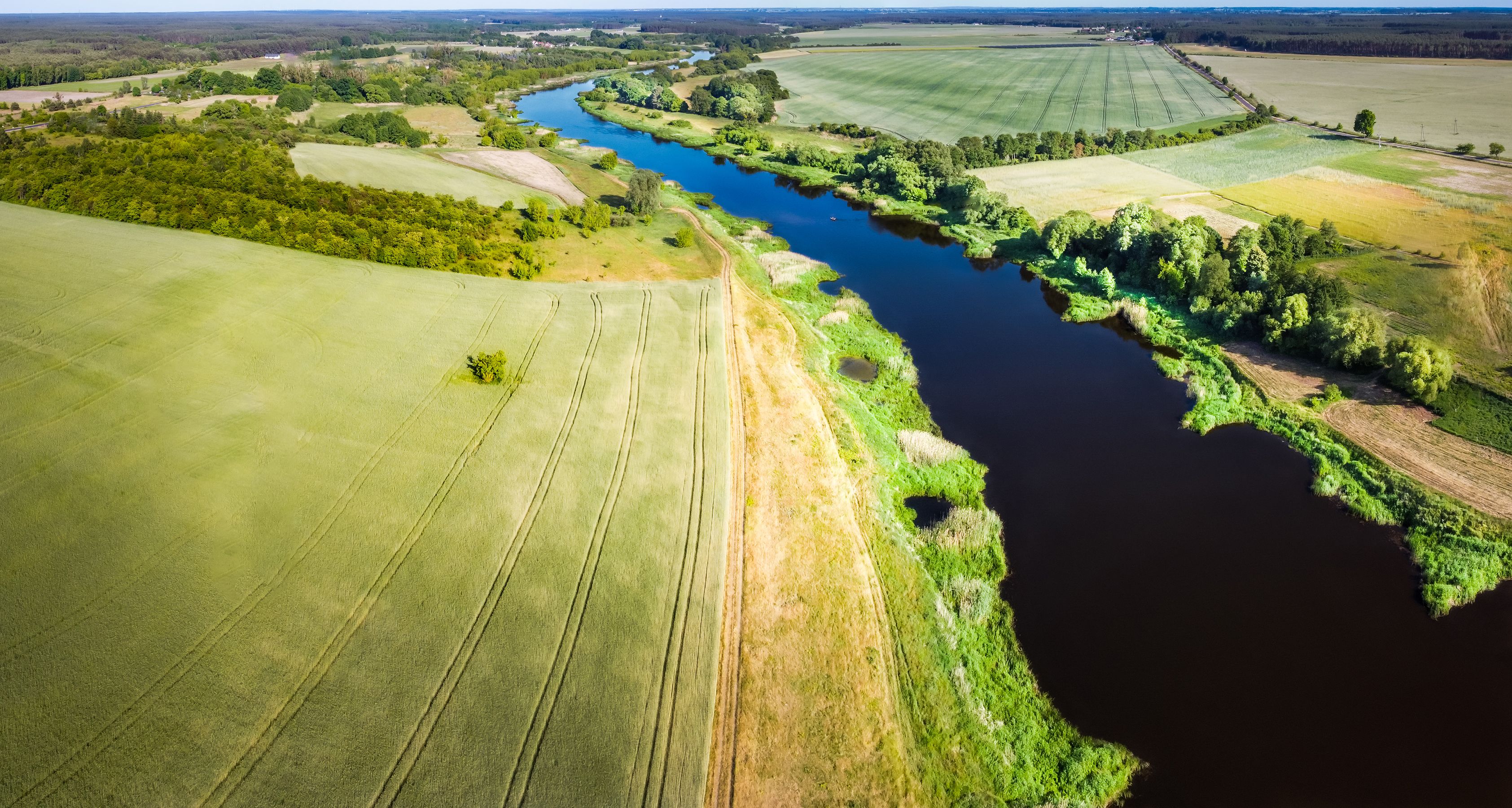 Aerial View of the River Among the Fields · Free Stock Photo