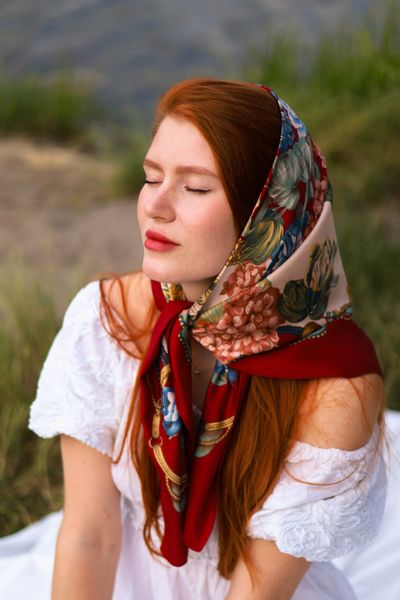 Woman With A Red Scarf Photos, Download The BEST Free Woman With A Red ...
