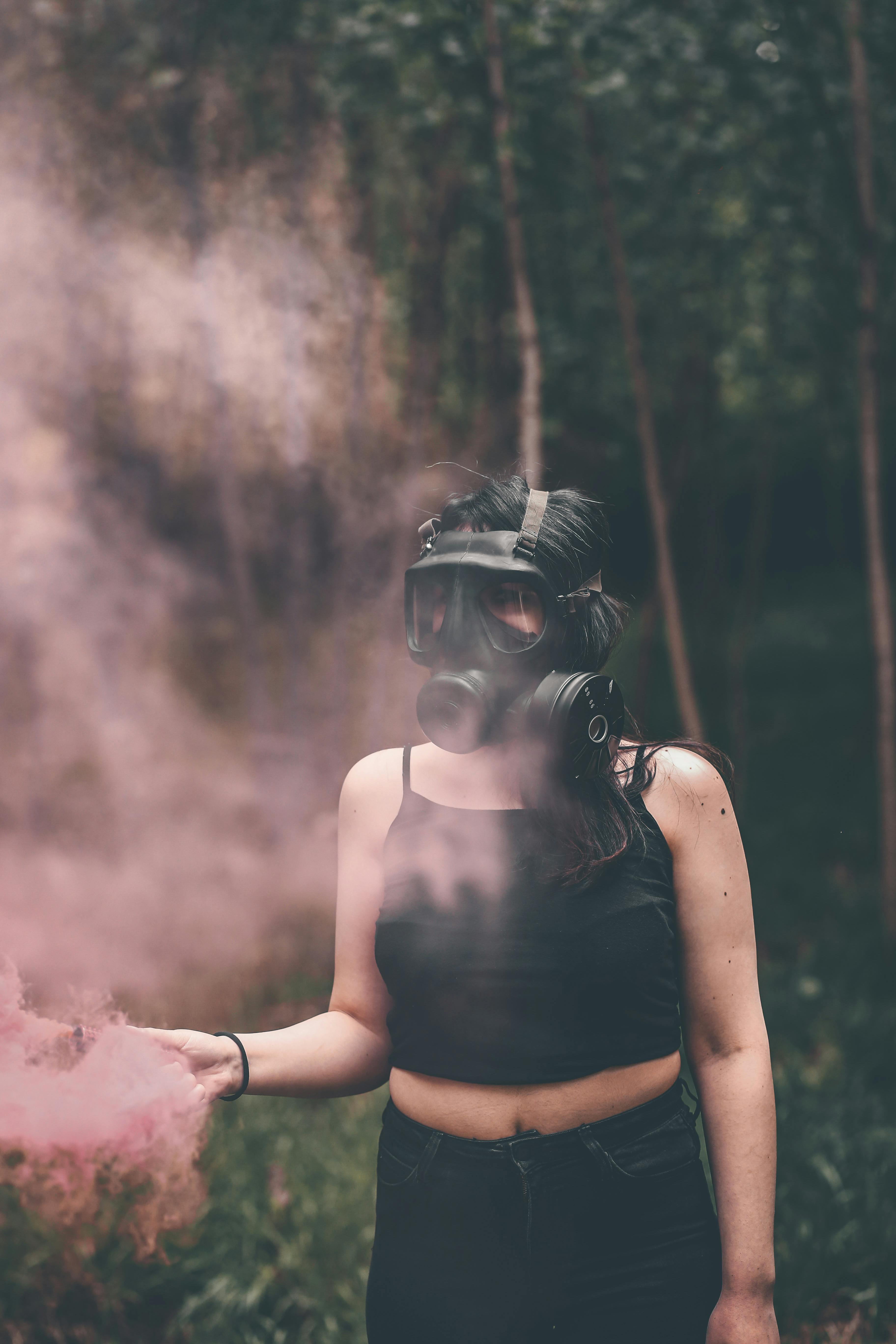 Girl With Mask Smoke Background Photos, Download The BEST Free Girl ...