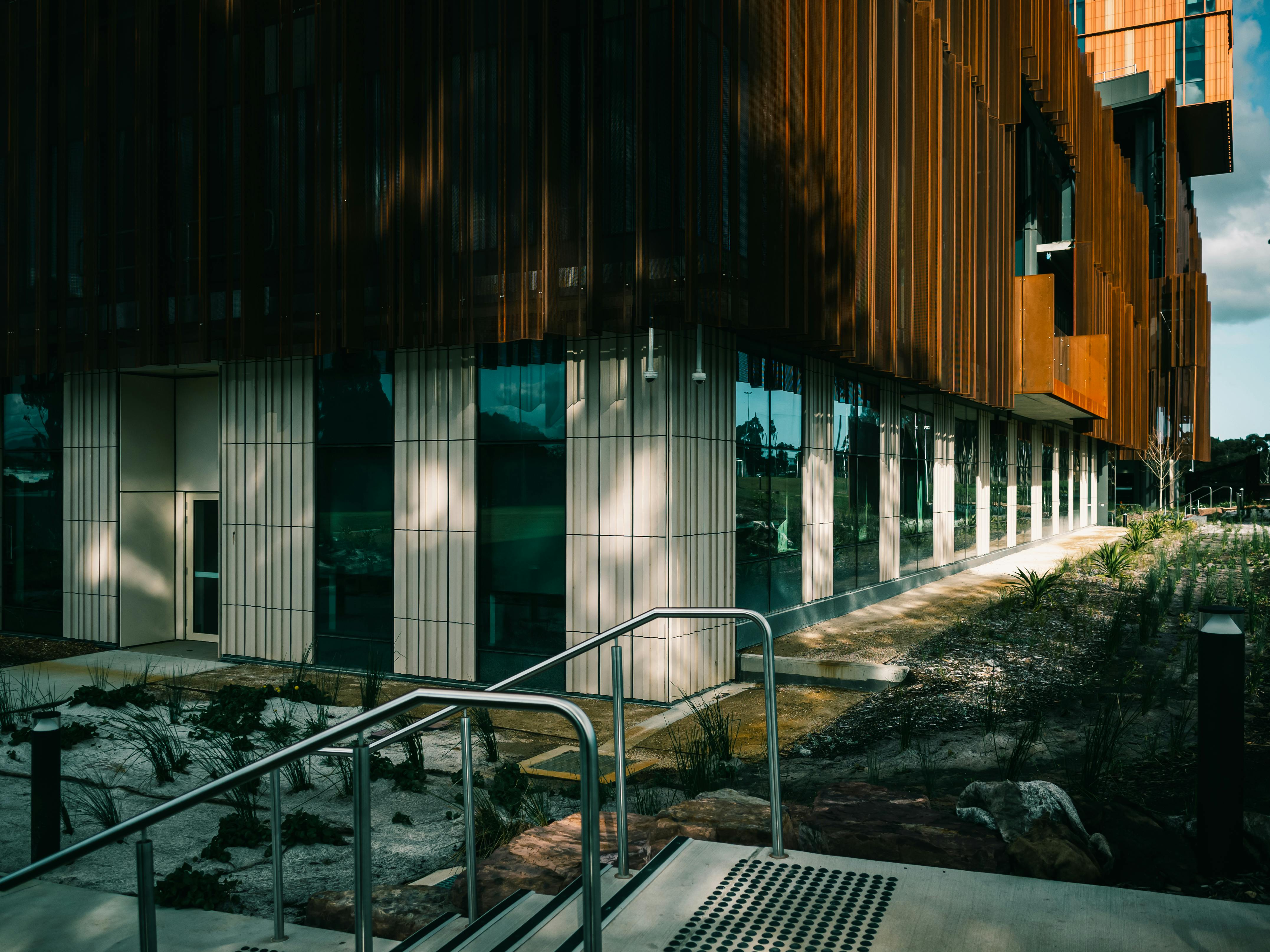 Windows of an Office Building with a Facade Covered with Sandstone ...