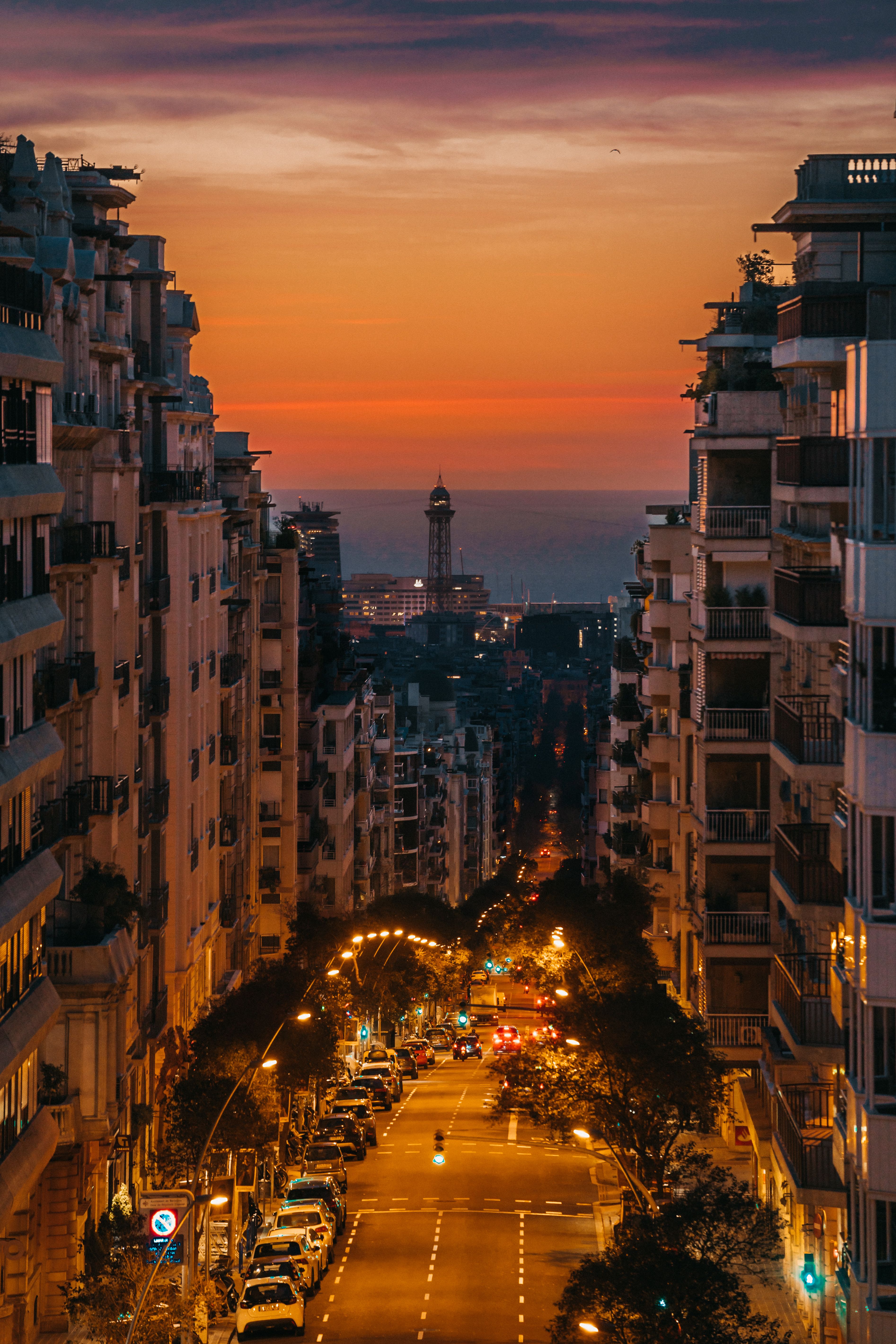 Yellow Sky over Street in City on Coast at Sunset · Free Stock Photo