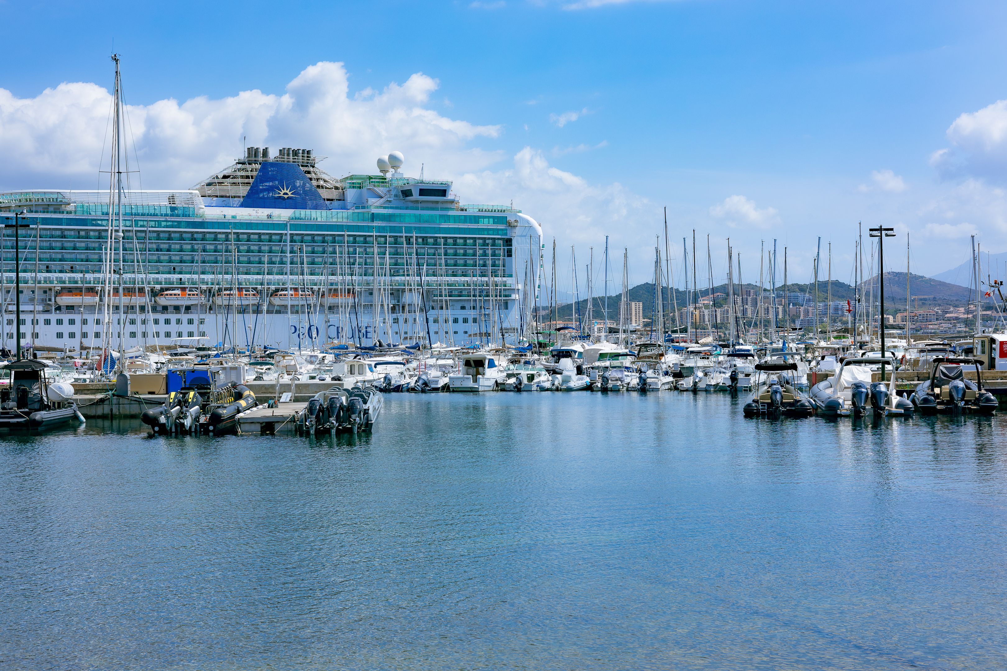 Cruise Ship behind Yachts in Marina · Free Stock Photo