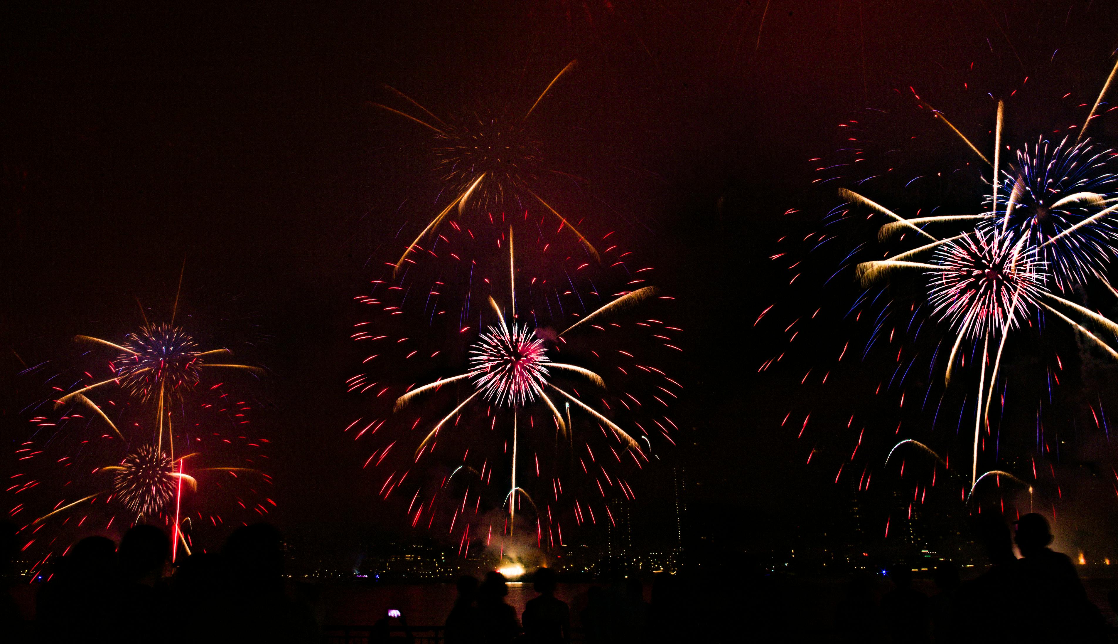 View of a Firework Show over a City · Free Stock Photo