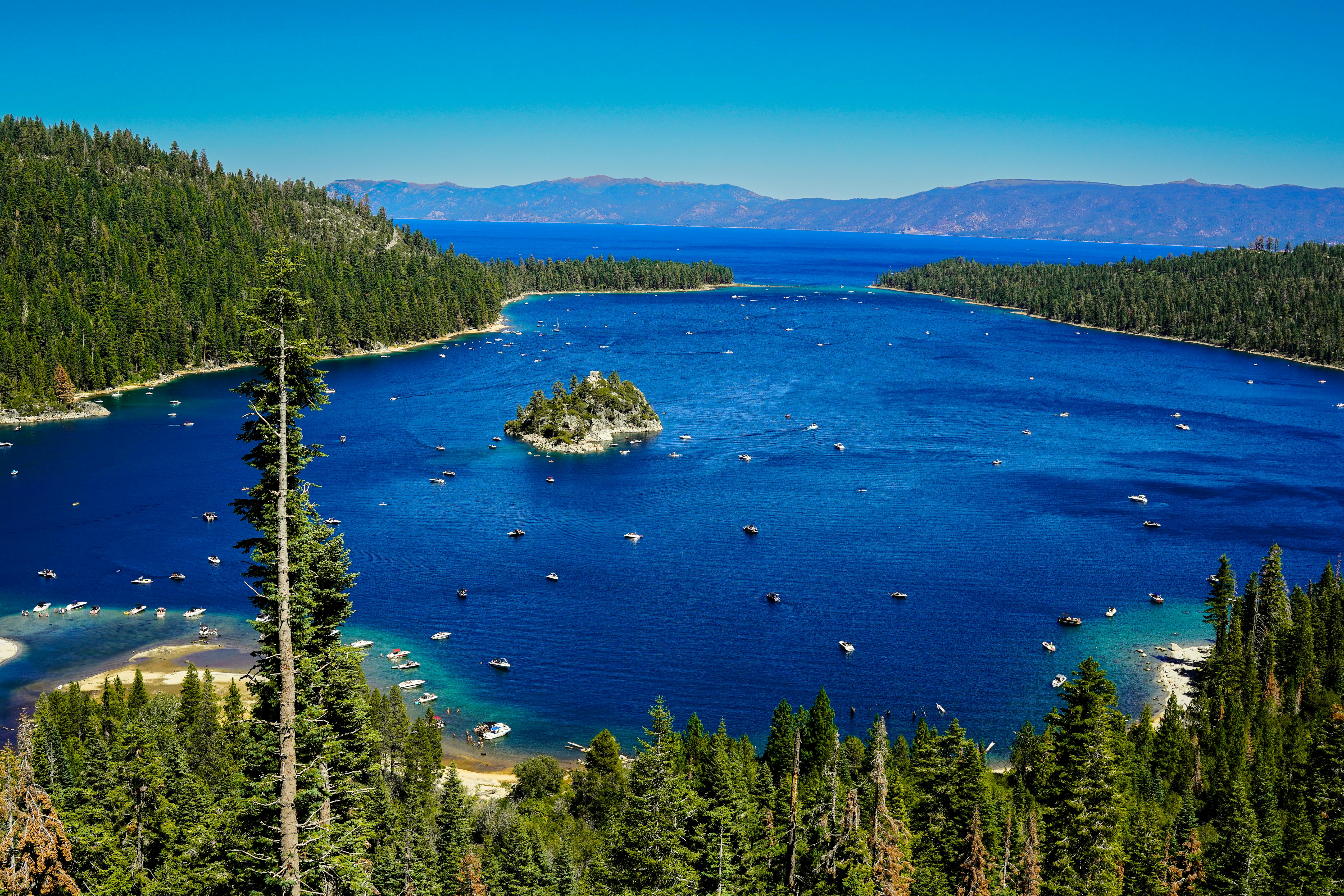 View of the Emerald Bay in Emerald Bay State Park in California, United ...