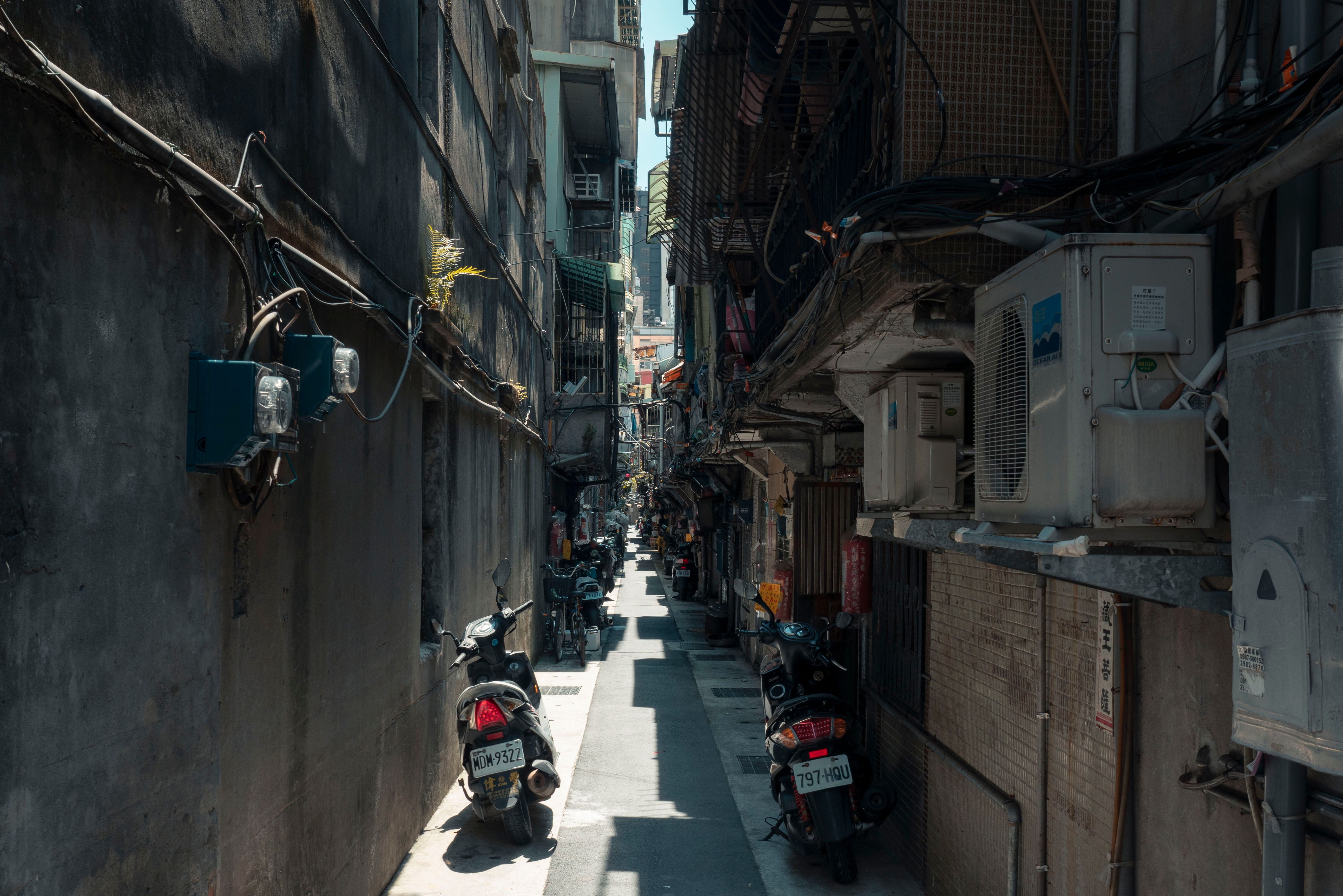 Scooters in a Narrow Alley of Taipei · Free Stock Photo