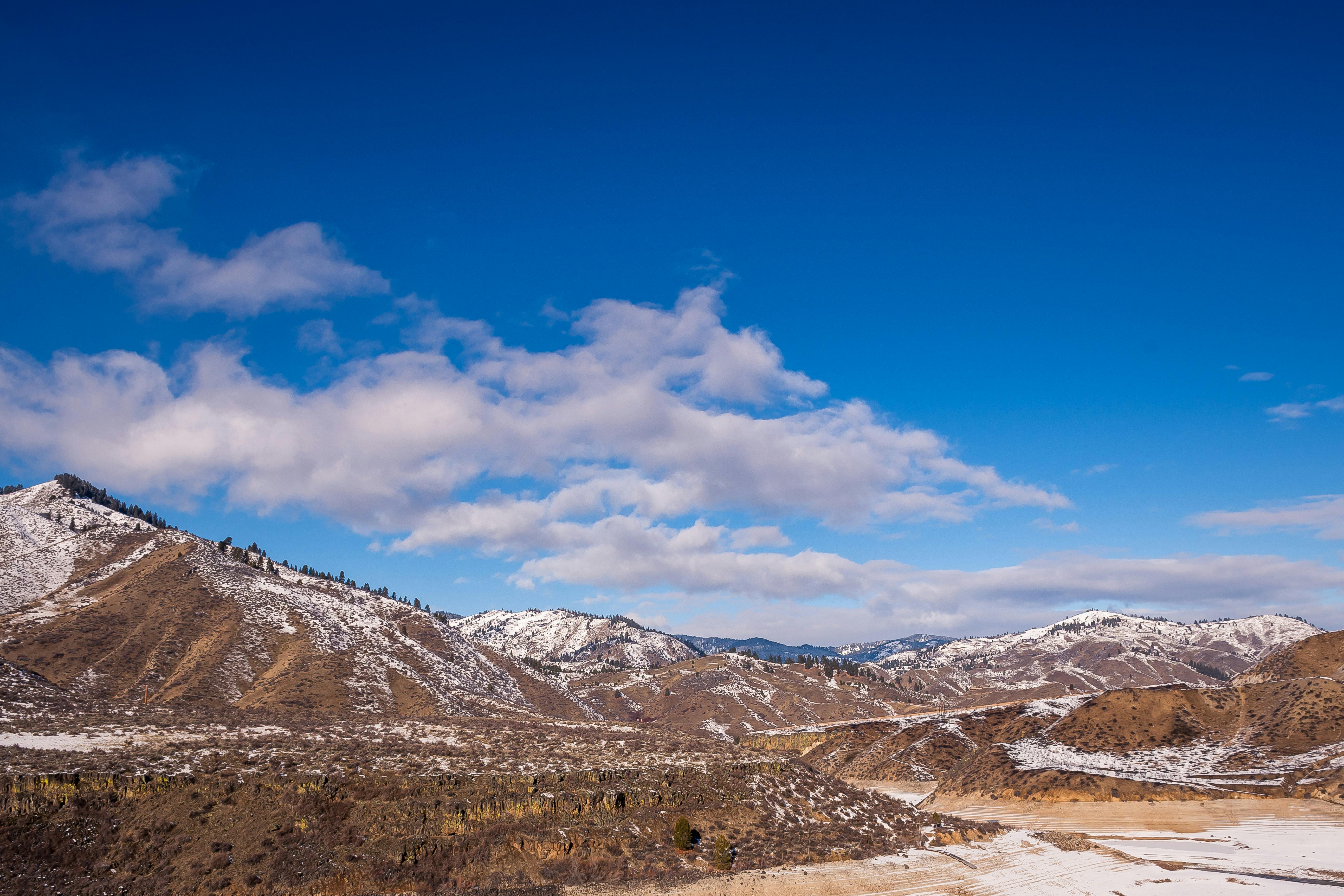Snow Covered and Beige Mountains · Free Stock Photo