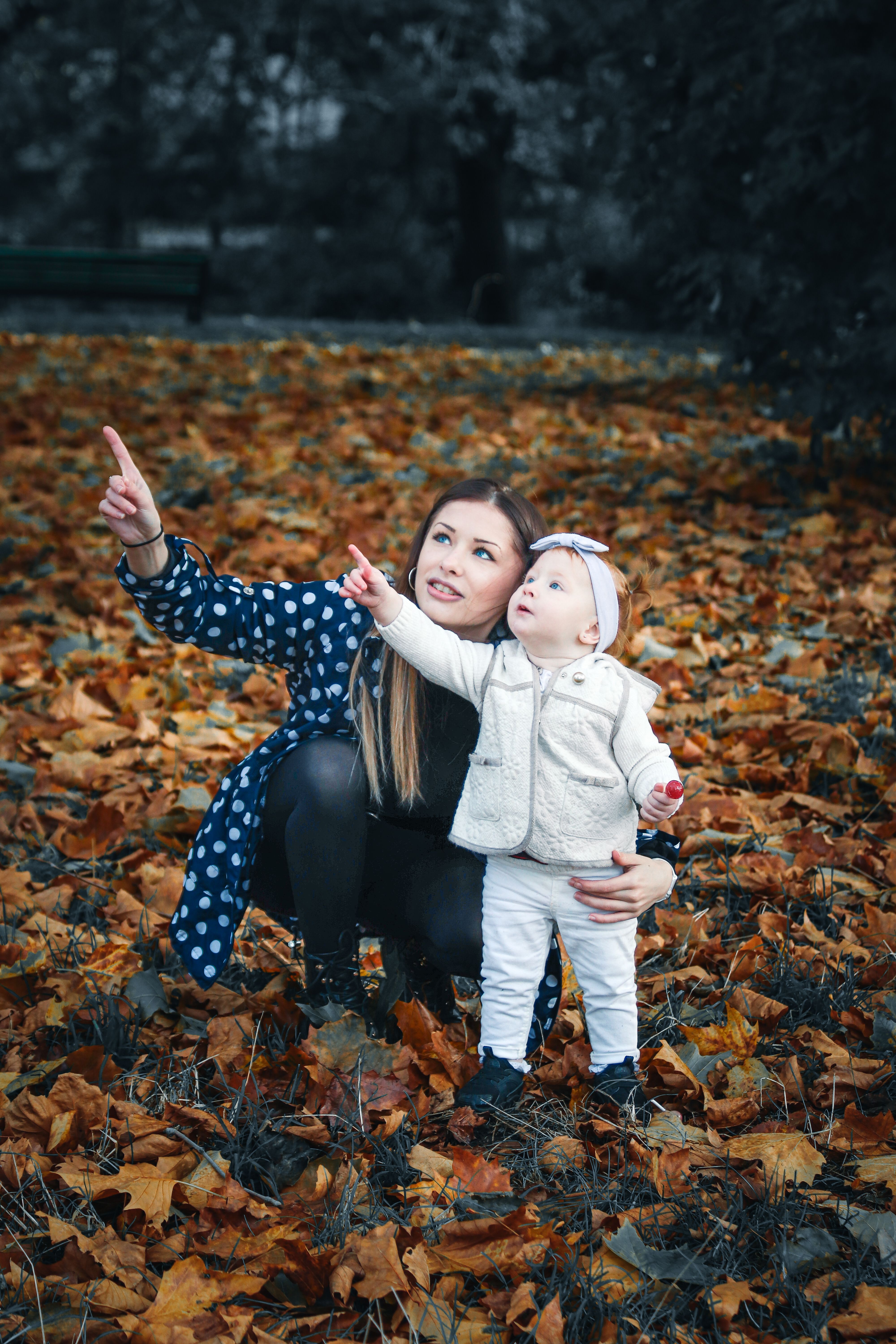 Mother and Child Looking Up · Free Stock Photo