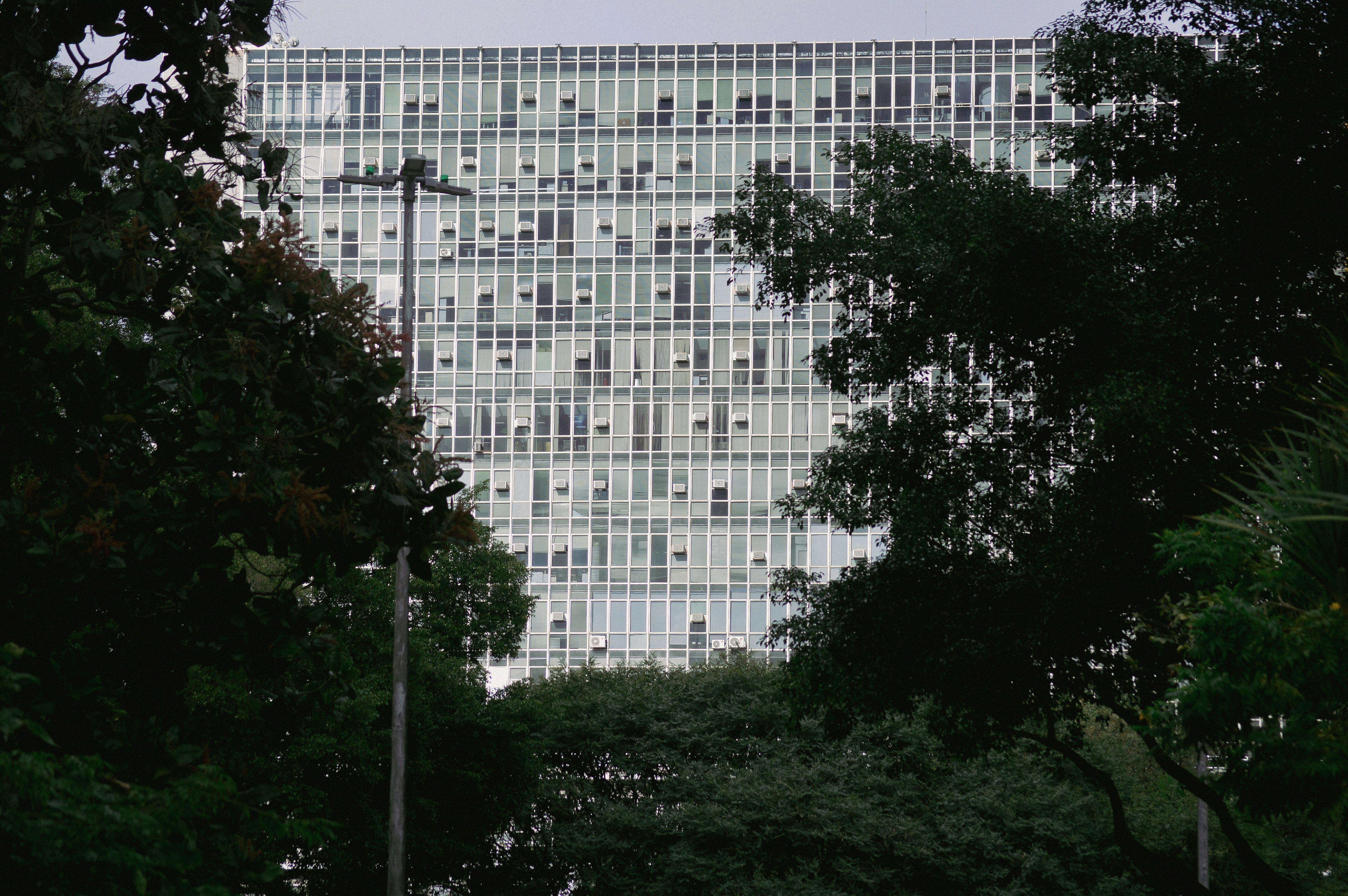 Office Building behind Park Trees · Free Stock Photo