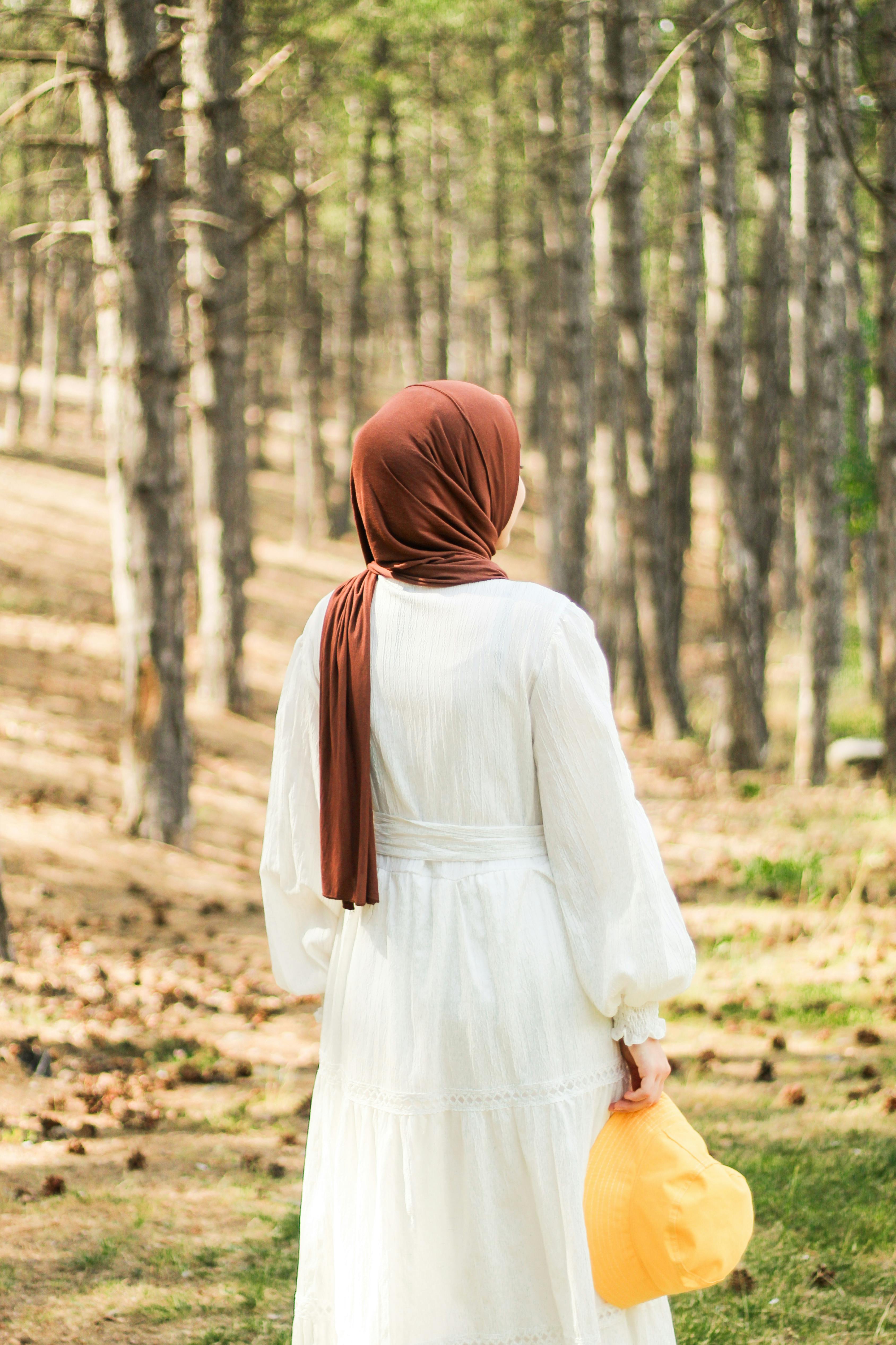 Back View of Woman in Dress and Hijab · Free Stock Photo