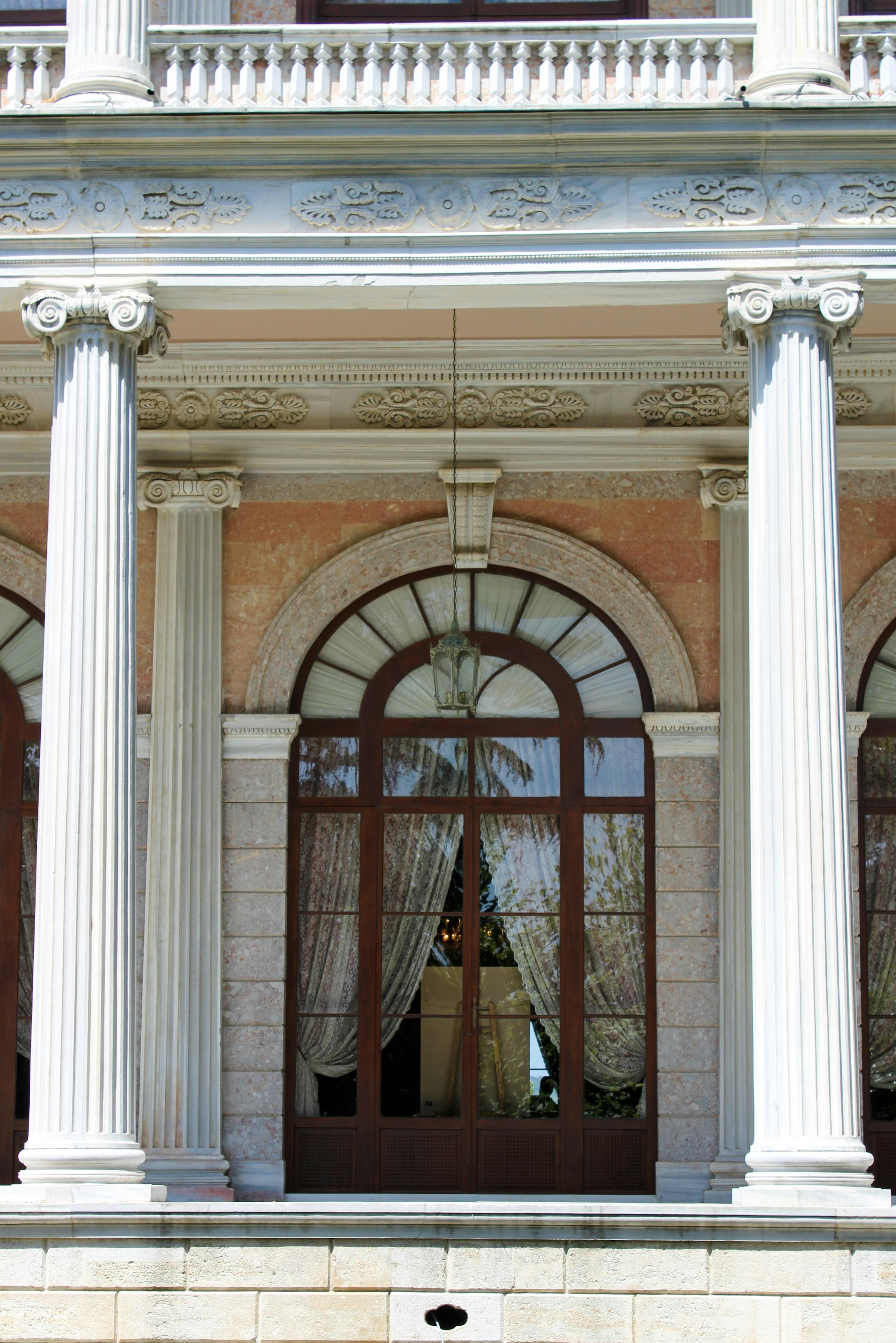 Old Classical Building Exterior and Silhouettes of People Walking on ...