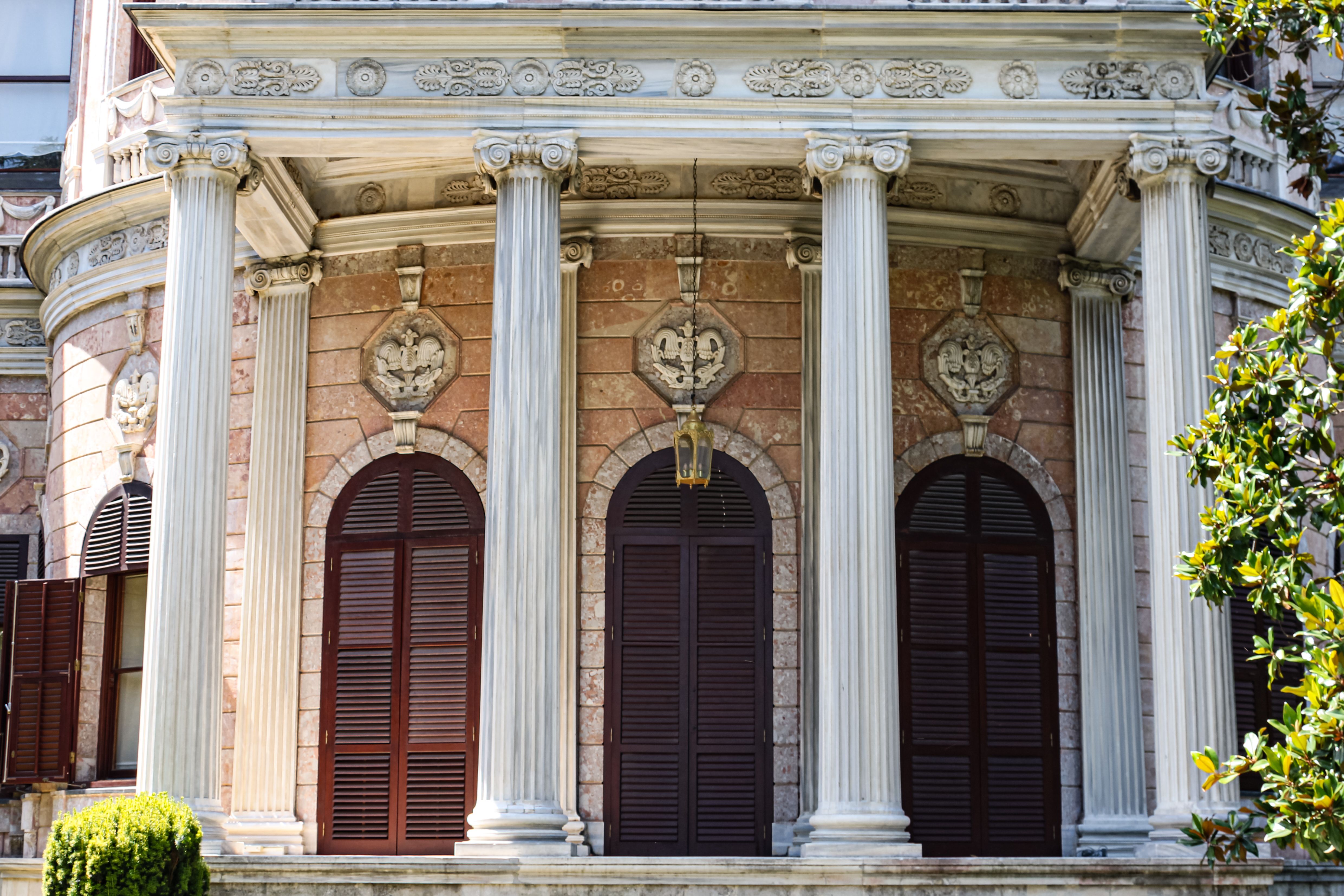 Pillars at a Balcony of Beykoz Mecidiye Pavilion, Istanbul Turkey ...