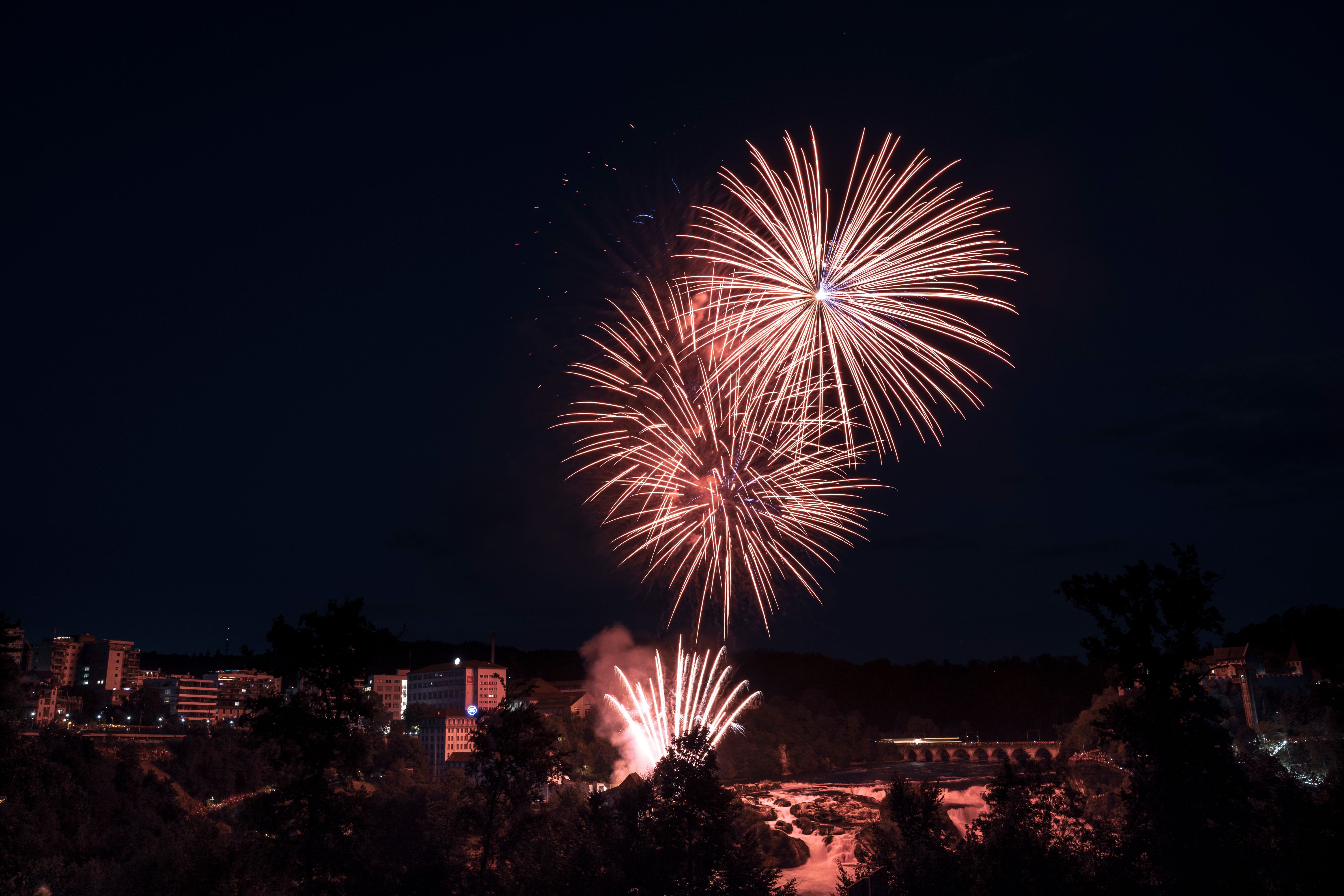 View of a Firework Show over a City · Free Stock Photo