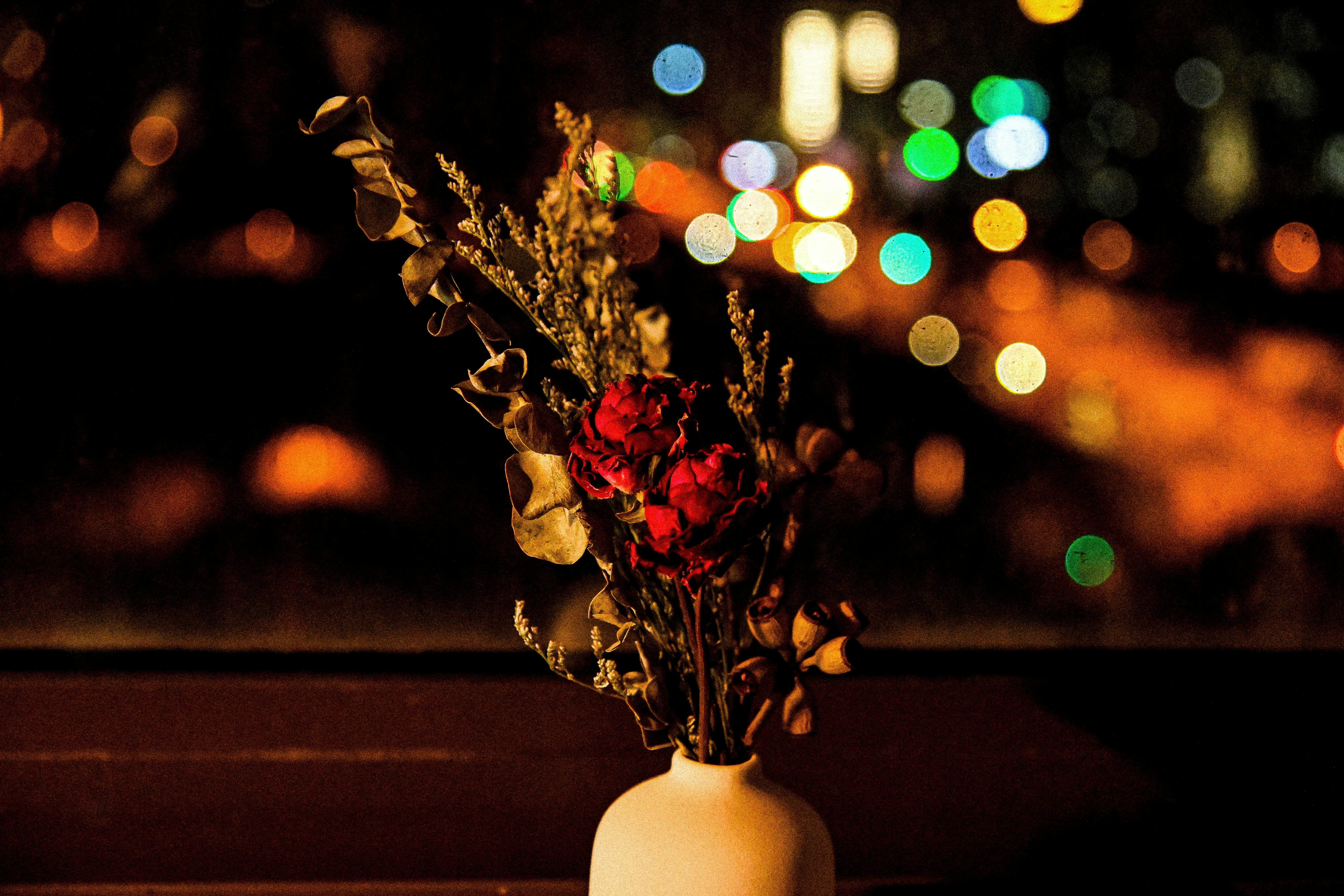 Flowers in Vase at Night · Free Stock Photo