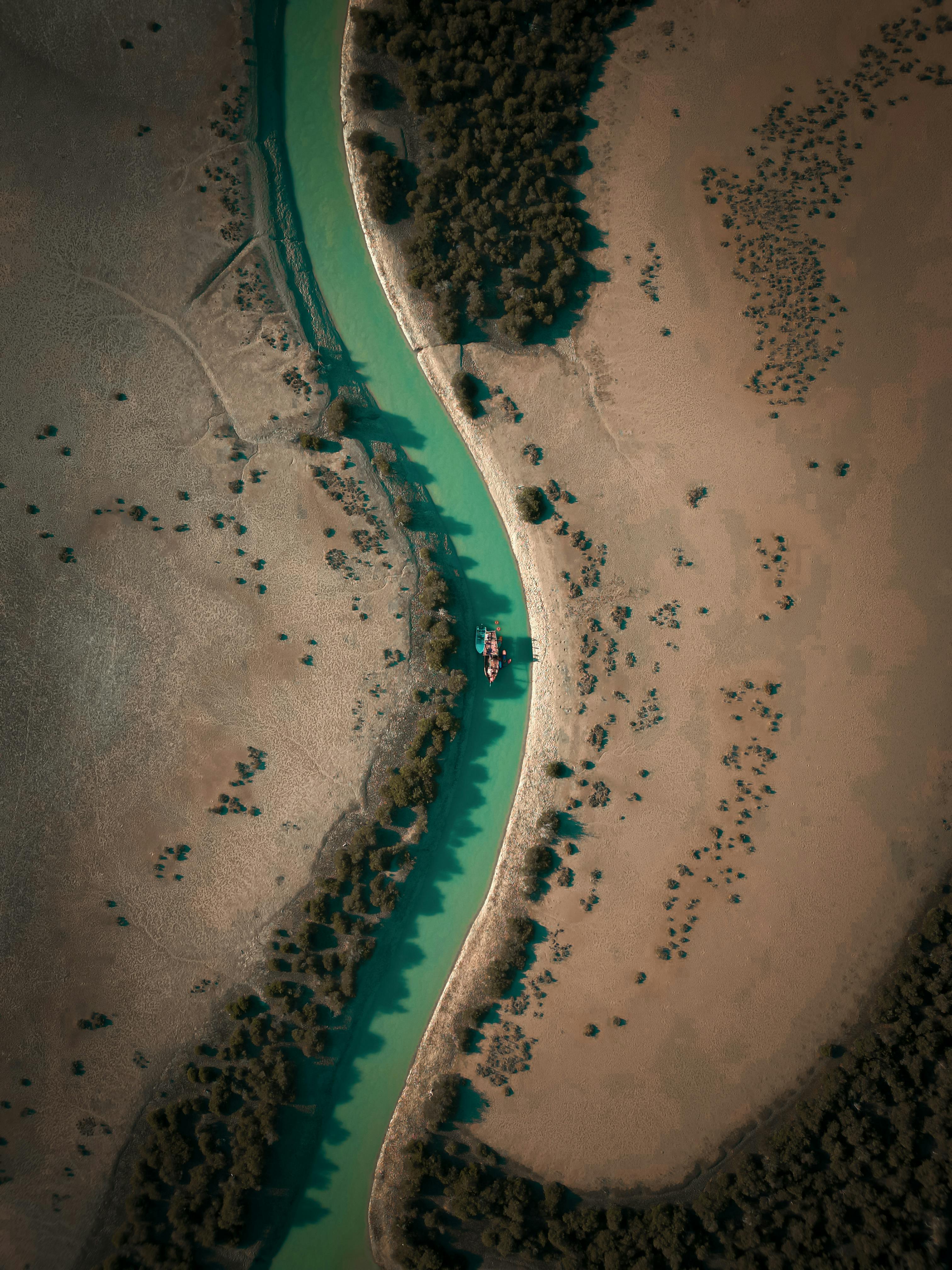 Birds Eye View of River on Plains · Free Stock Photo