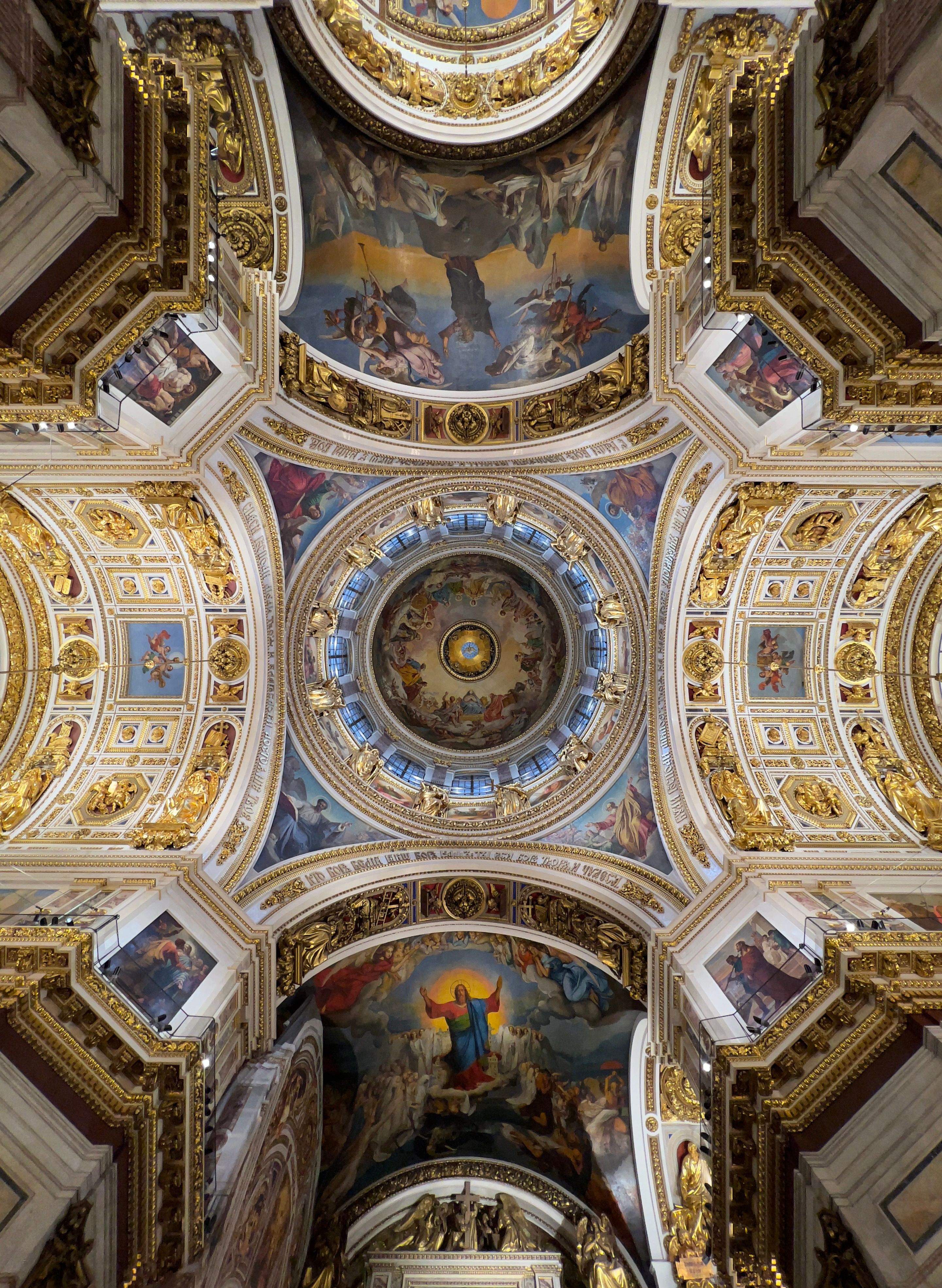 The ceiling of a church with paintings and gold · Free Stock Photo