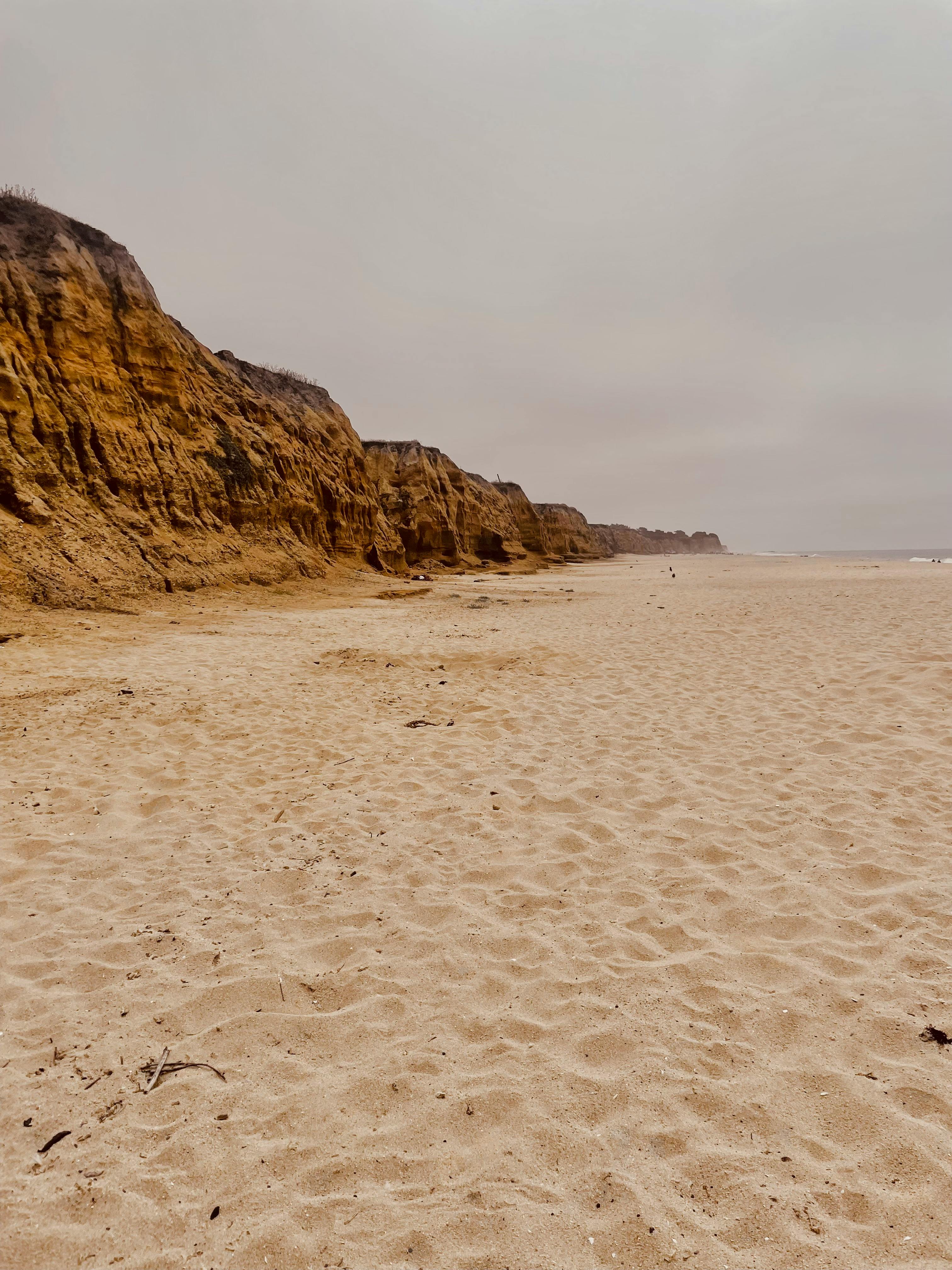 Wide Sandy Beach and Cliff · Free Stock Photo