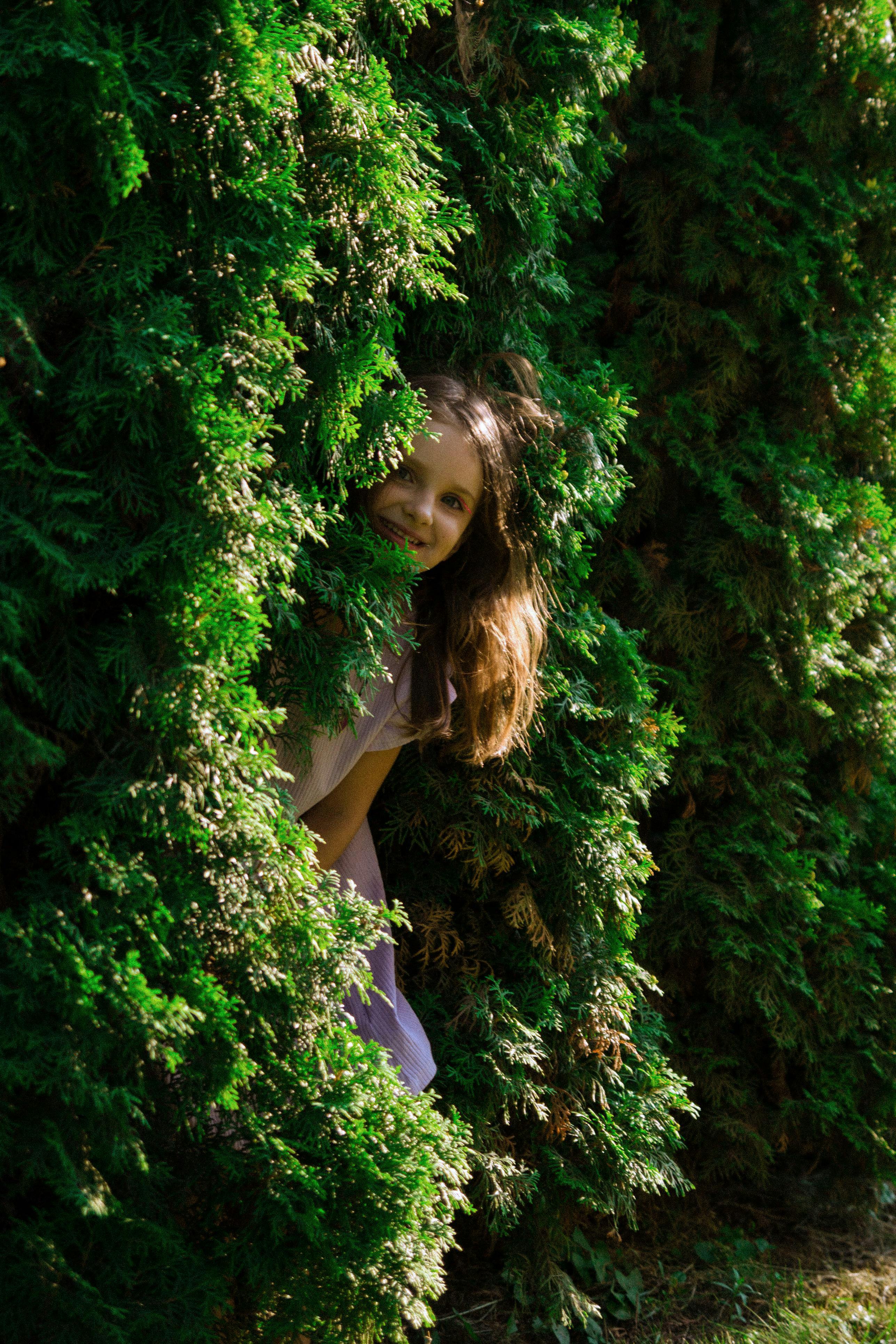 Girl Hiding in Trees · Free Stock Photo