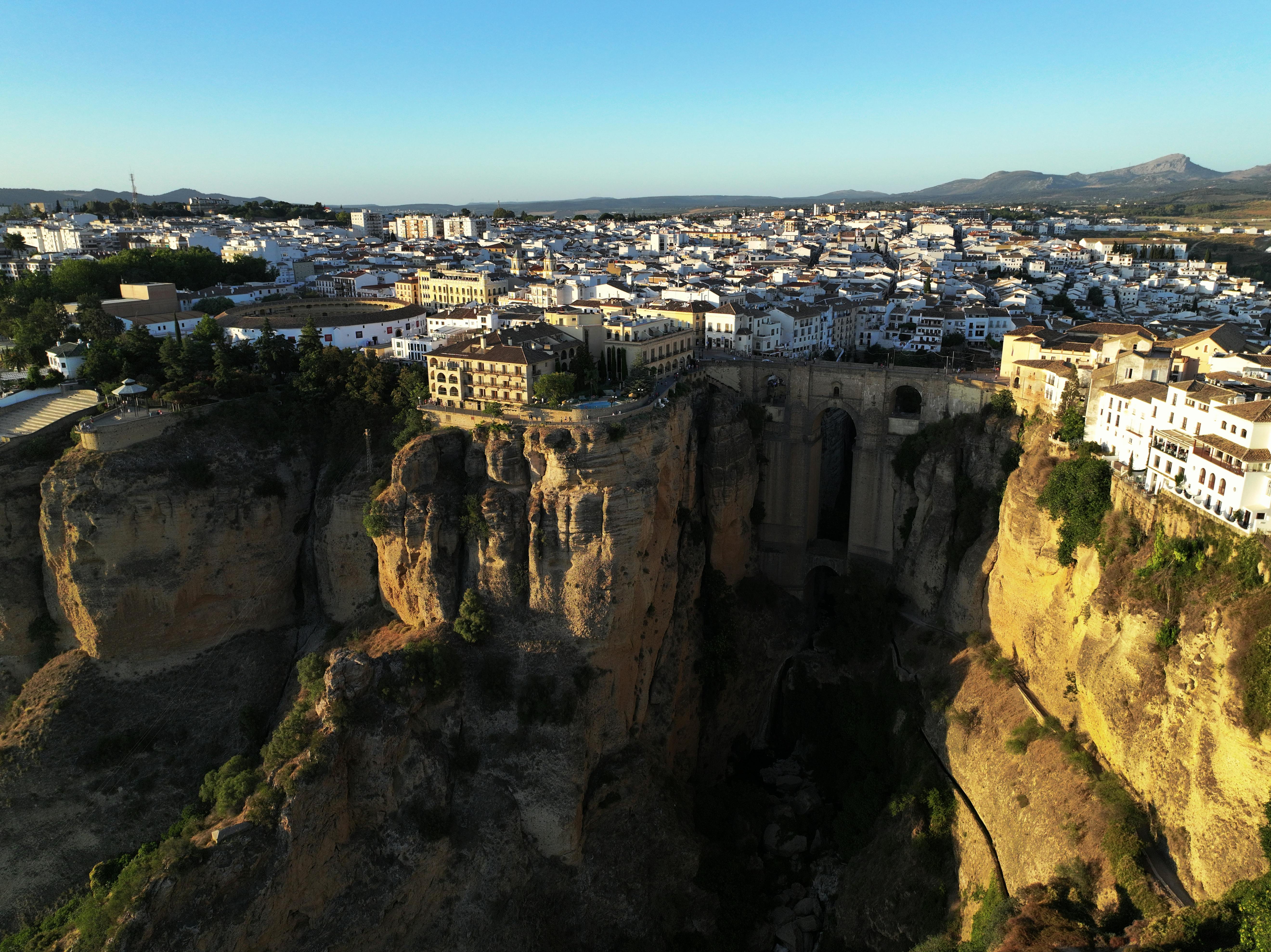 Spanish City of Ronda over El Tajo Gorge from Birds Eye View · Free ...