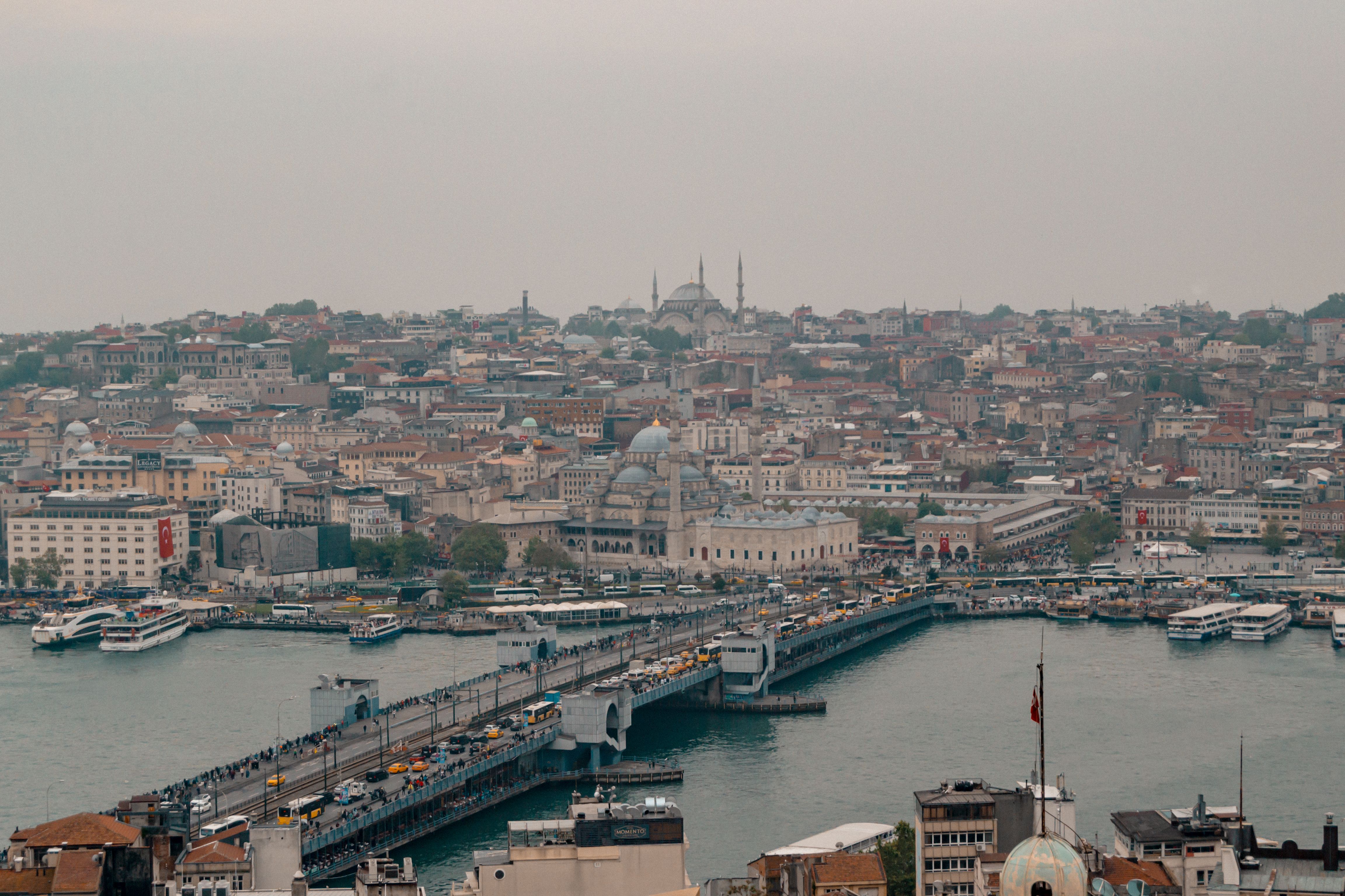 Fatih District of Istanbul with Galata Bridge and Yeni Cami and ...