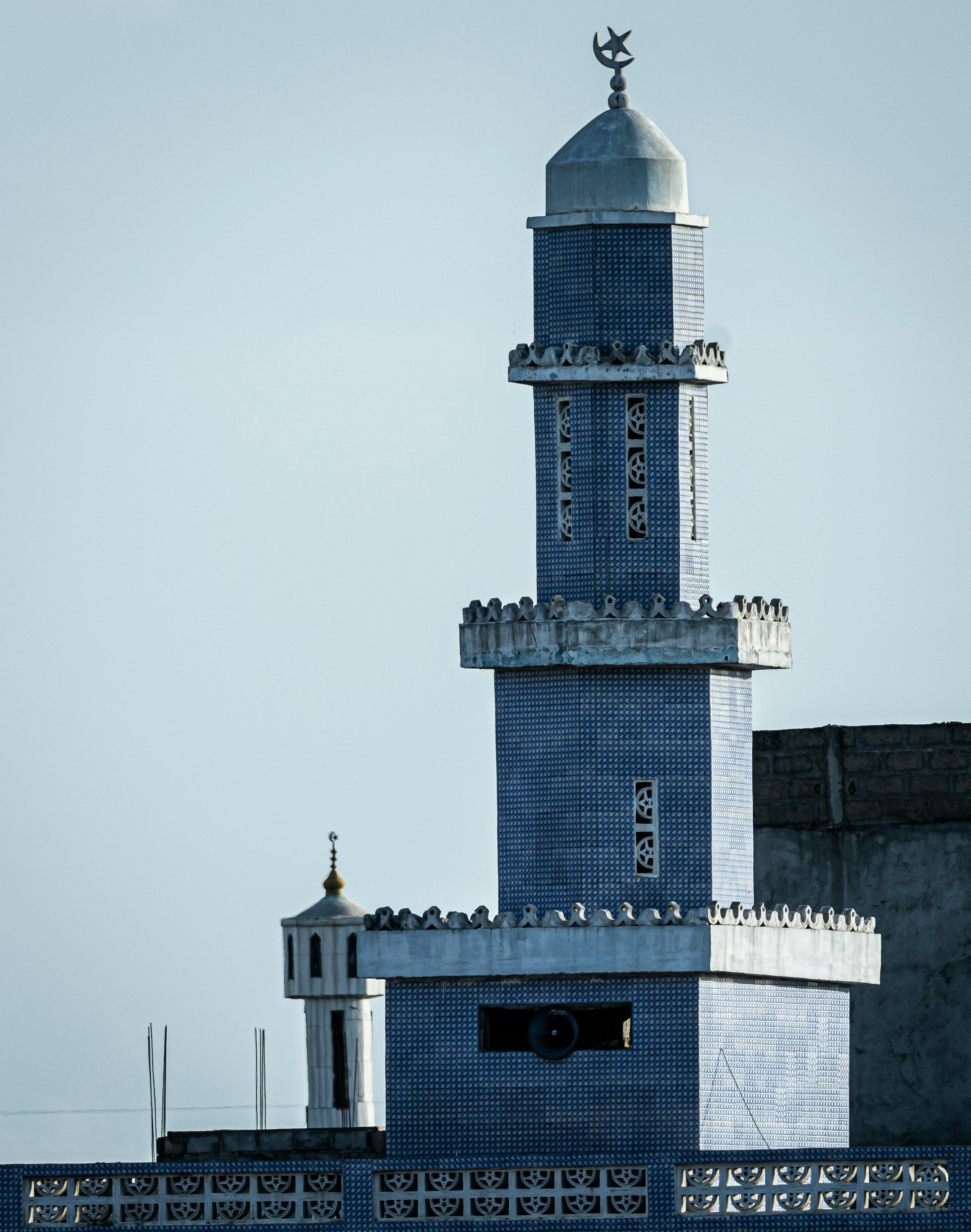Blue Minaret of Mosque · Free Stock Photo