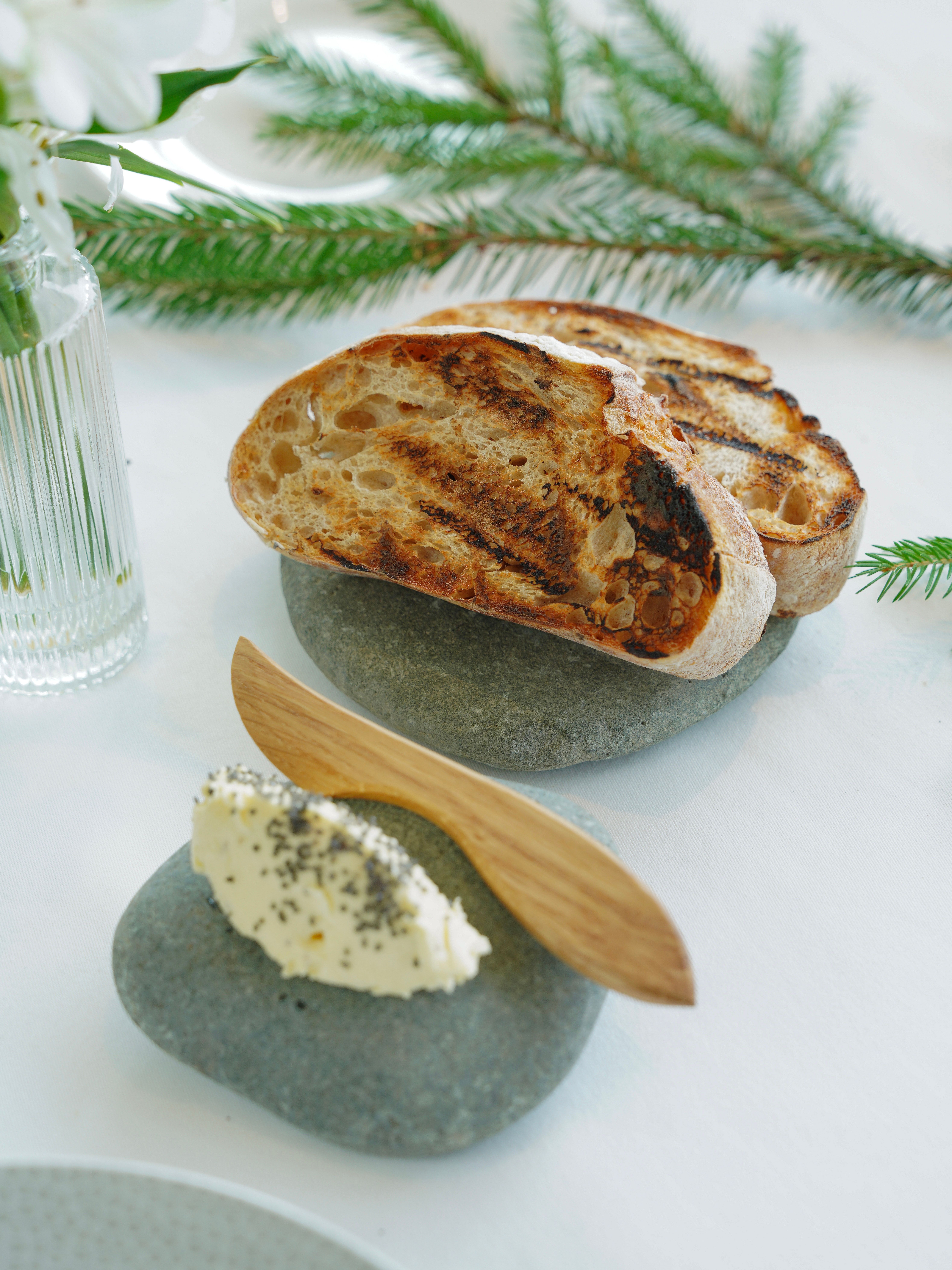 Bread and Cheese on Stones · Free Stock Photo