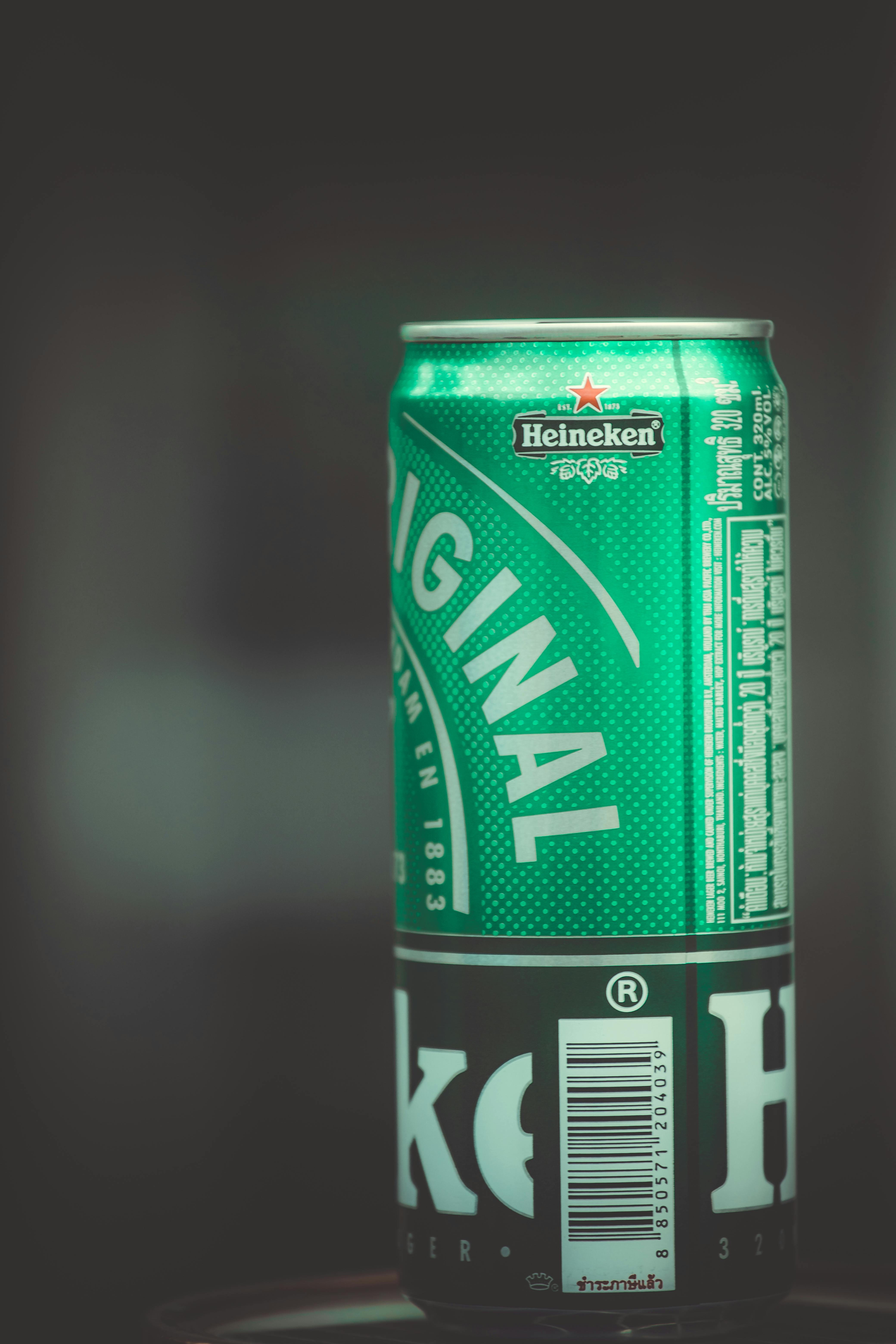 Close-up of a Heineken Beer in a Can · Free Stock Photo