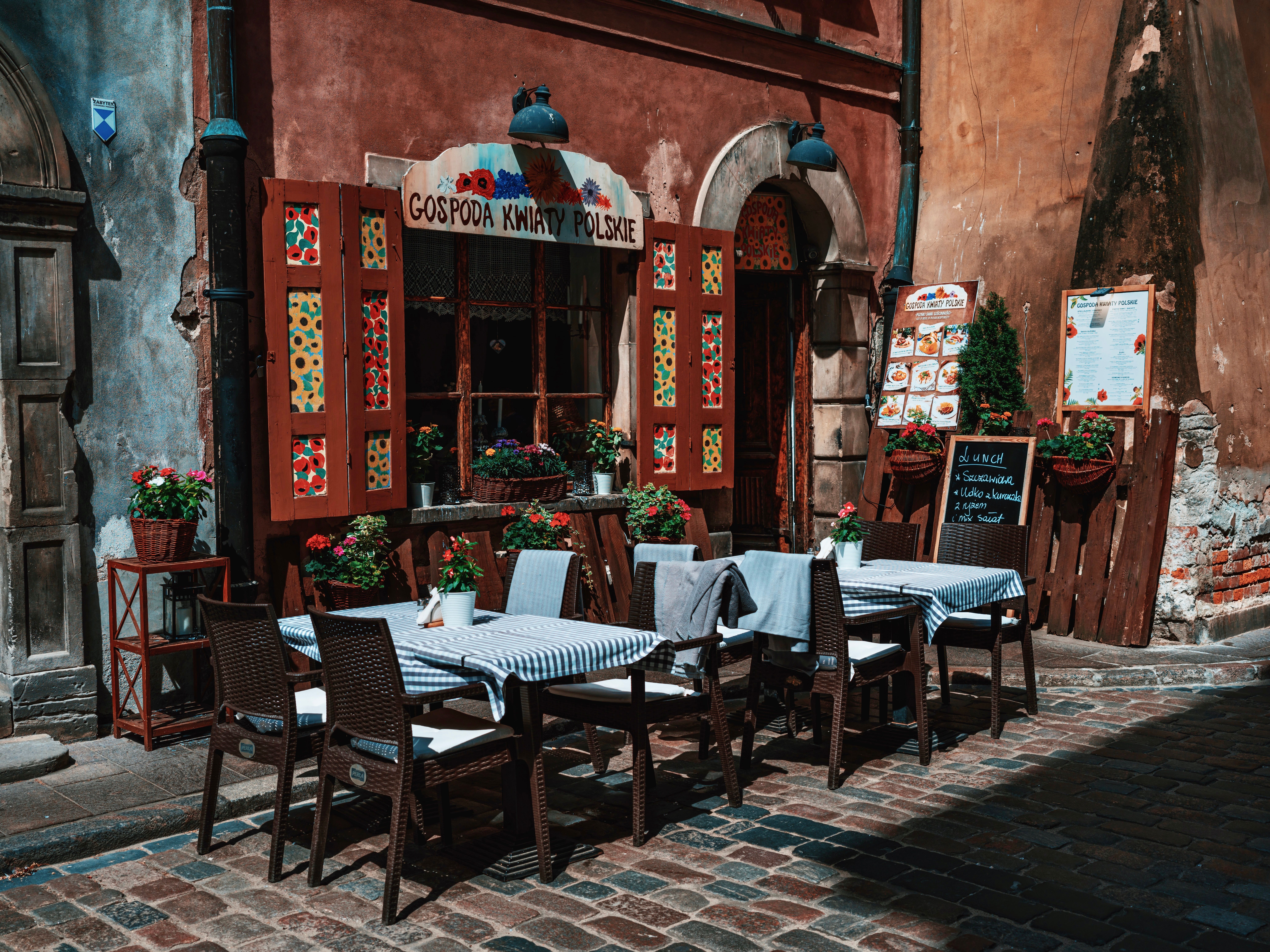 Tables Outside of a Traditional Polish Restaurant · Free Stock Photo