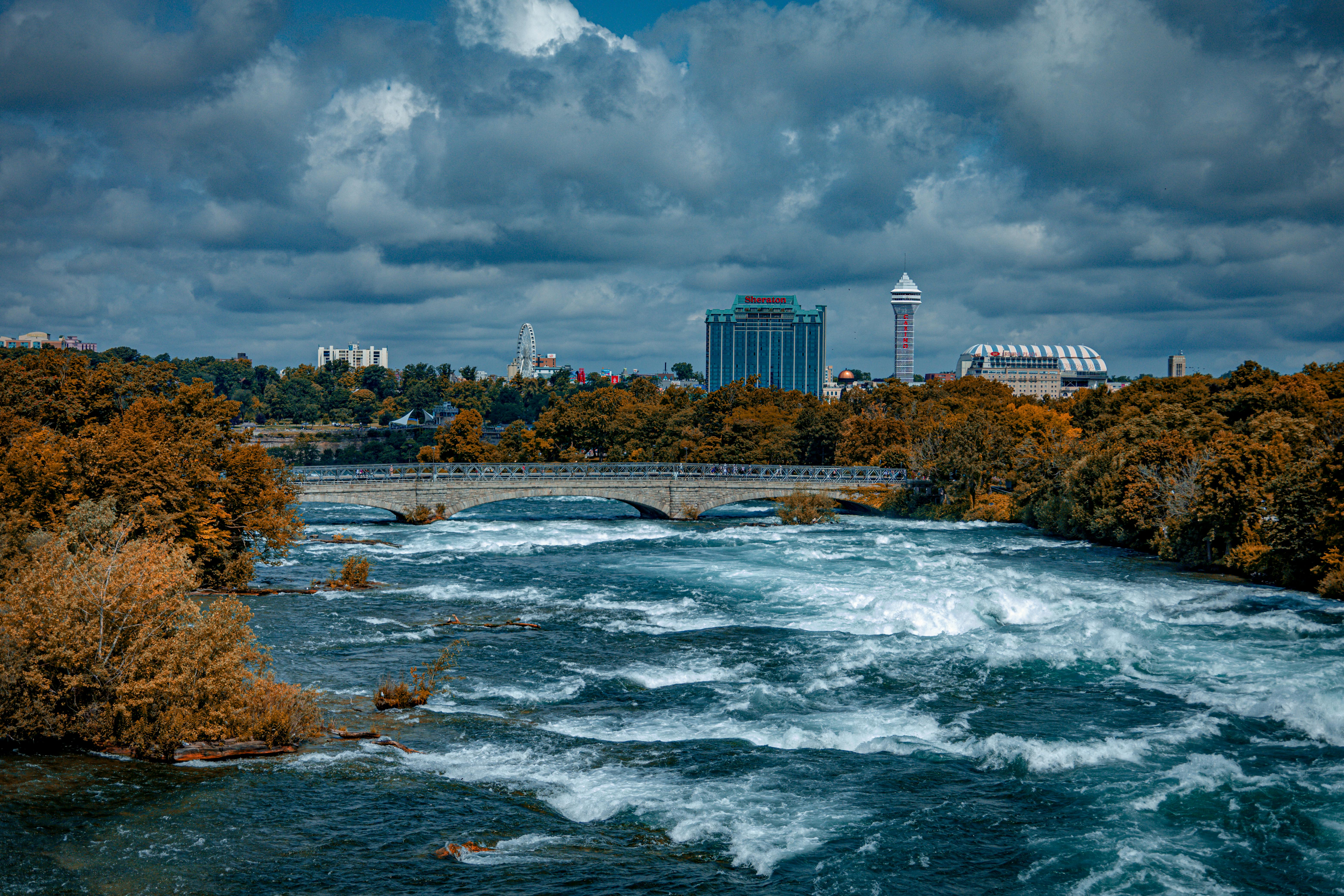 View of the Niagara Falls and Buildings on the Side of Ontario, Canada ...