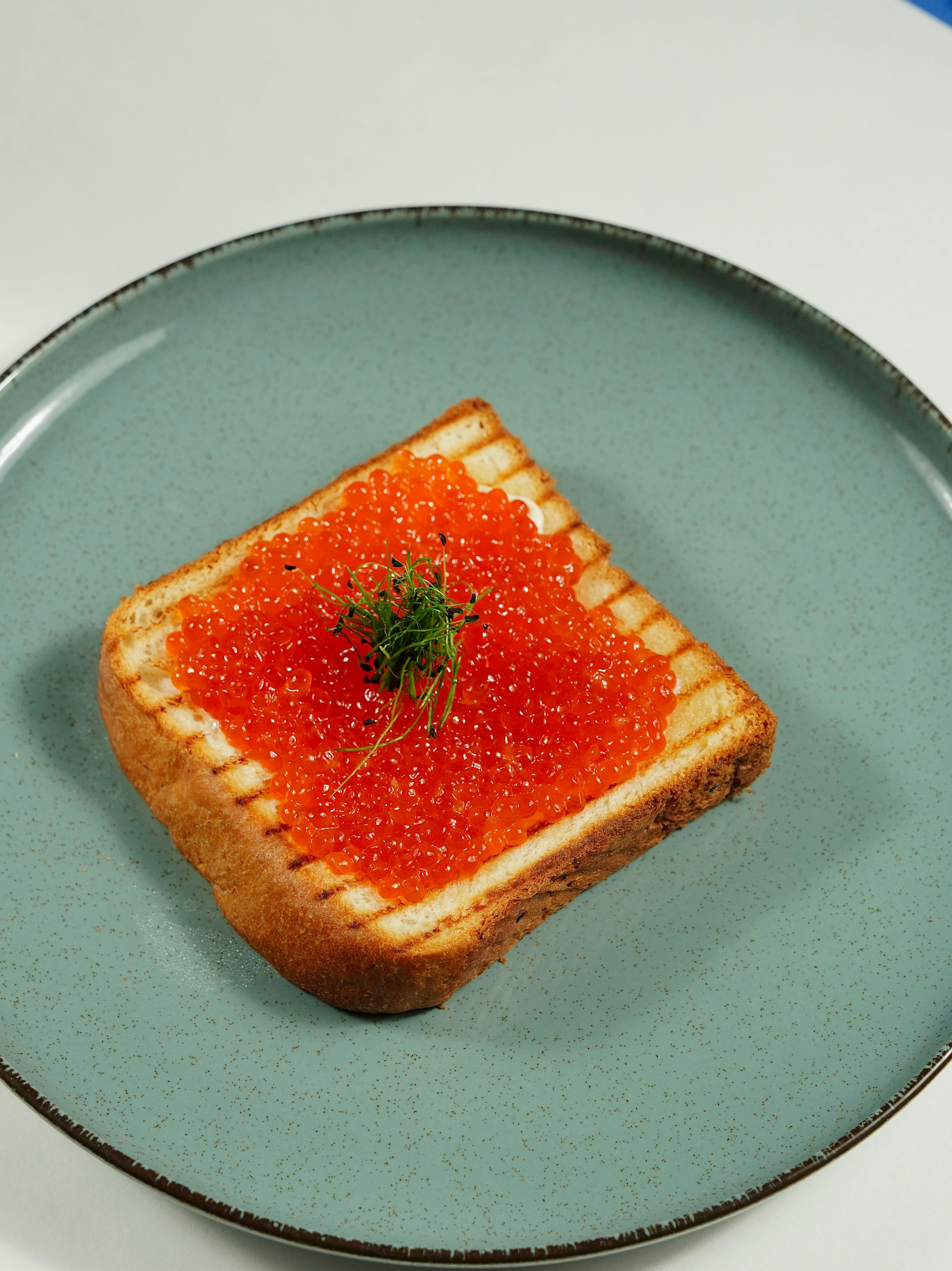 Toast with Red Caviar · Free Stock Photo