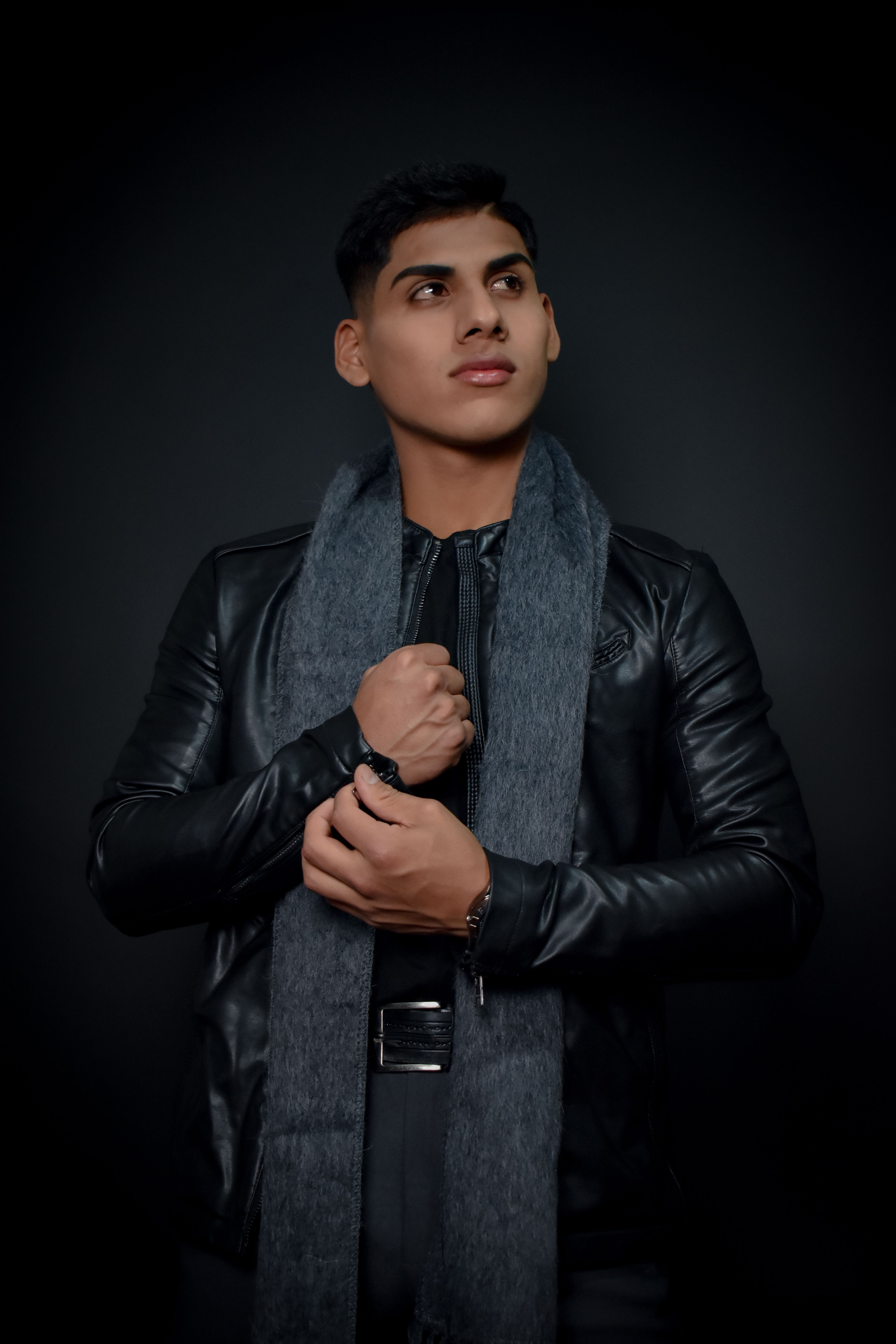 Man in Black Leather Jacket, Aviator Sunglasses and Scarf · Free Stock ...