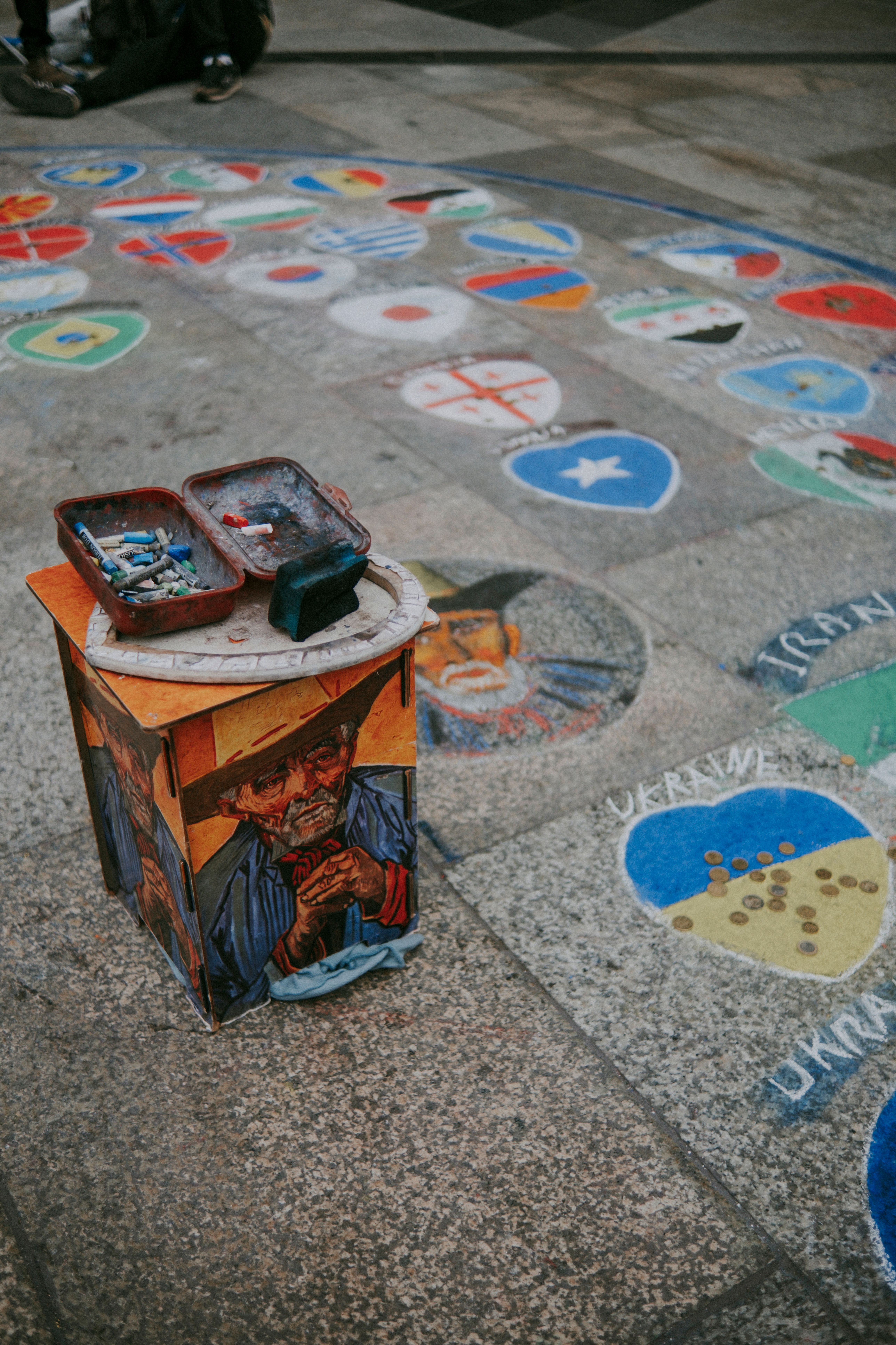 Flags Painted on Sidewalk · Free Stock Photo