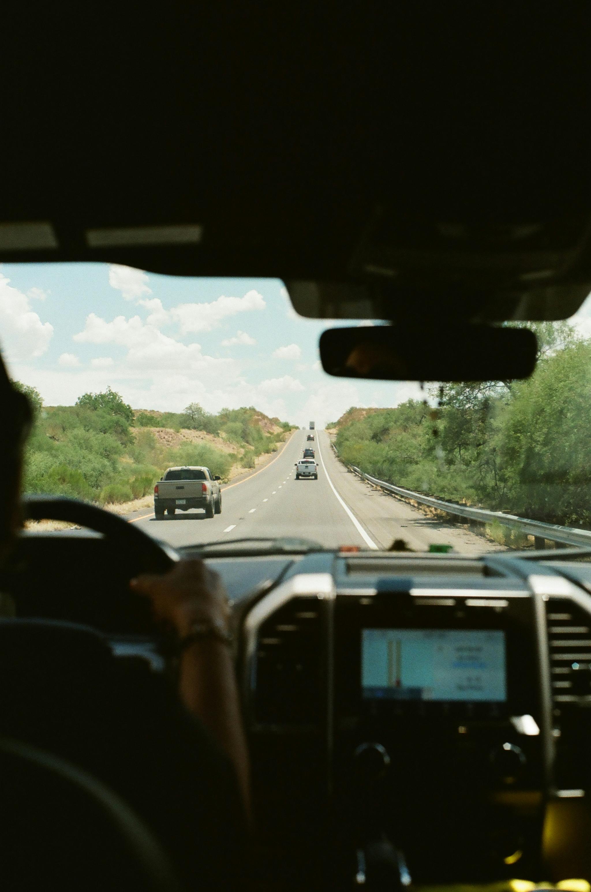 View of the Road from the inside of a Car · Free Stock Photo