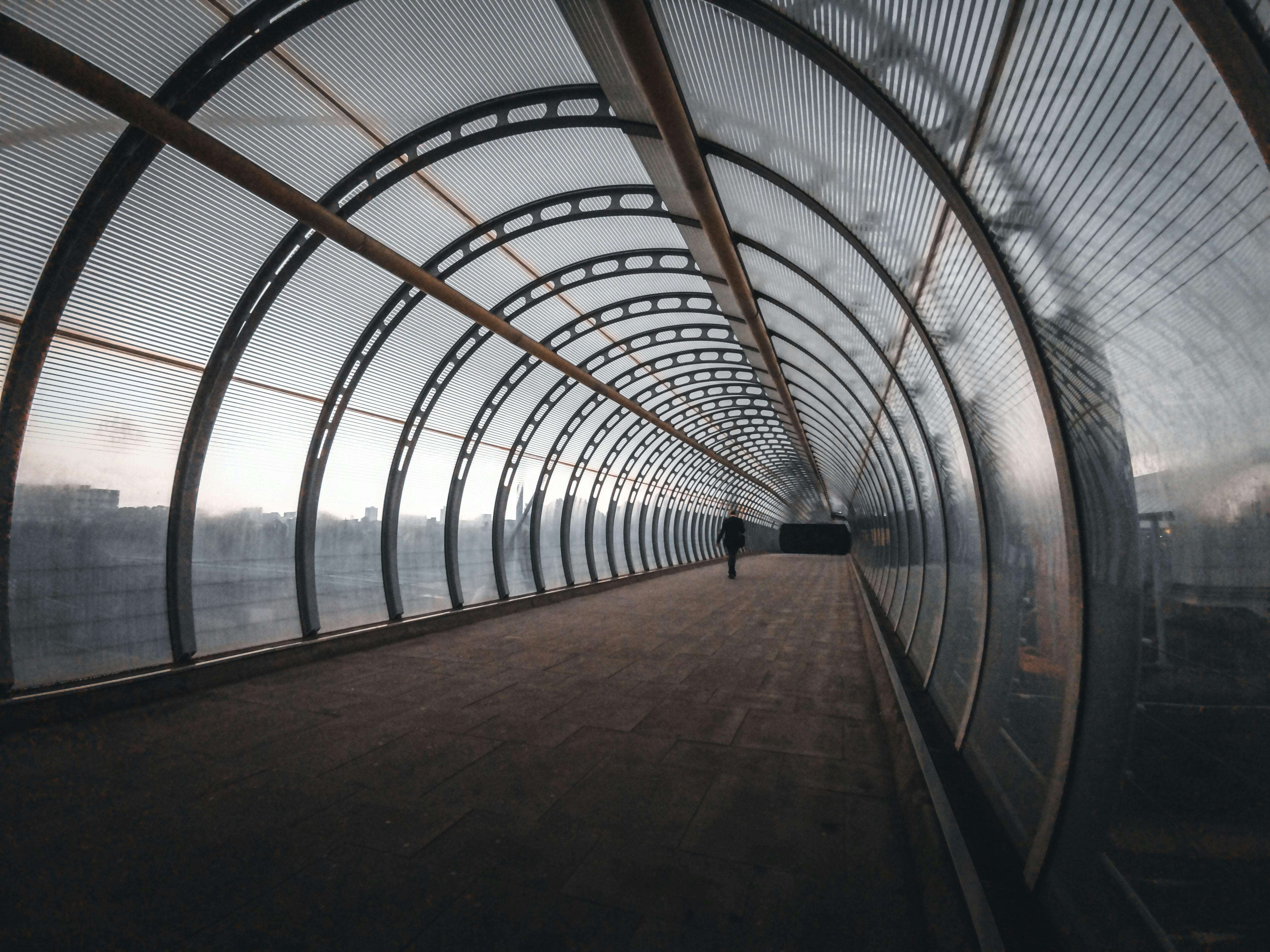 Pedestrian Footbridge at the Poplar DLR Train Station in London ...