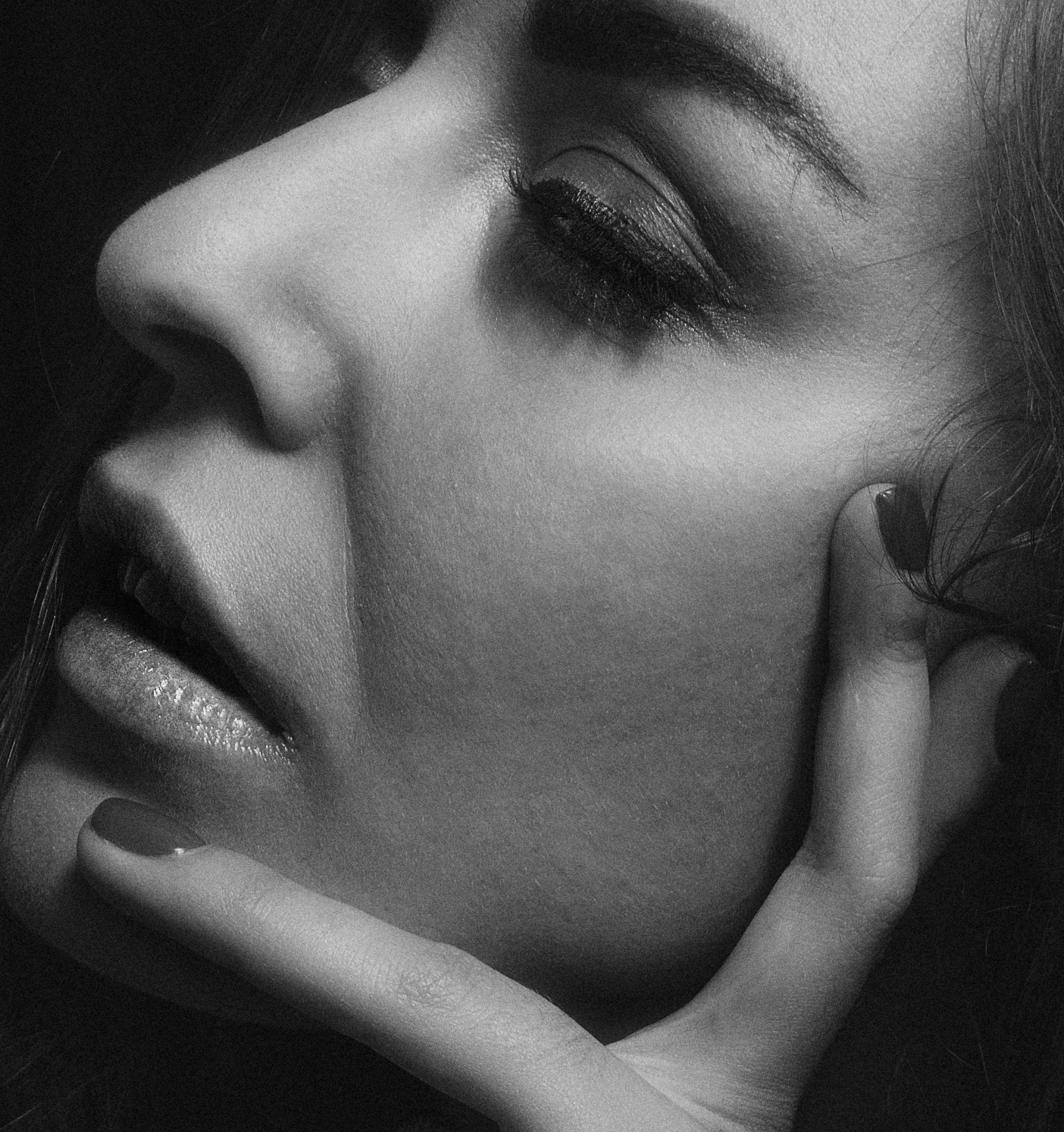 Woman Fingers on Cheek · Free Stock Photo