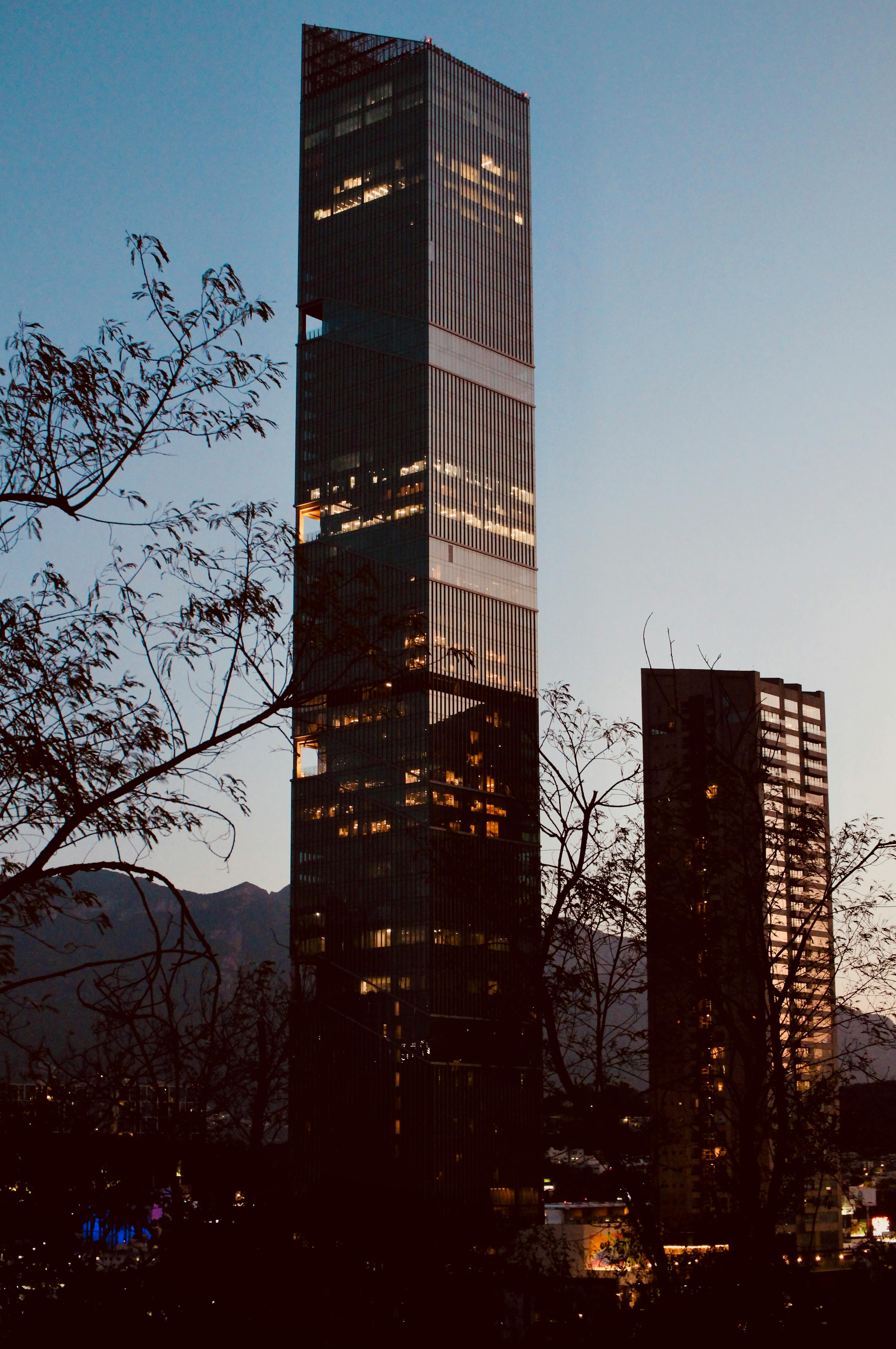 Torre Obispado Skyscraper Complex in Monterrey at Dusk · Free Stock Photo