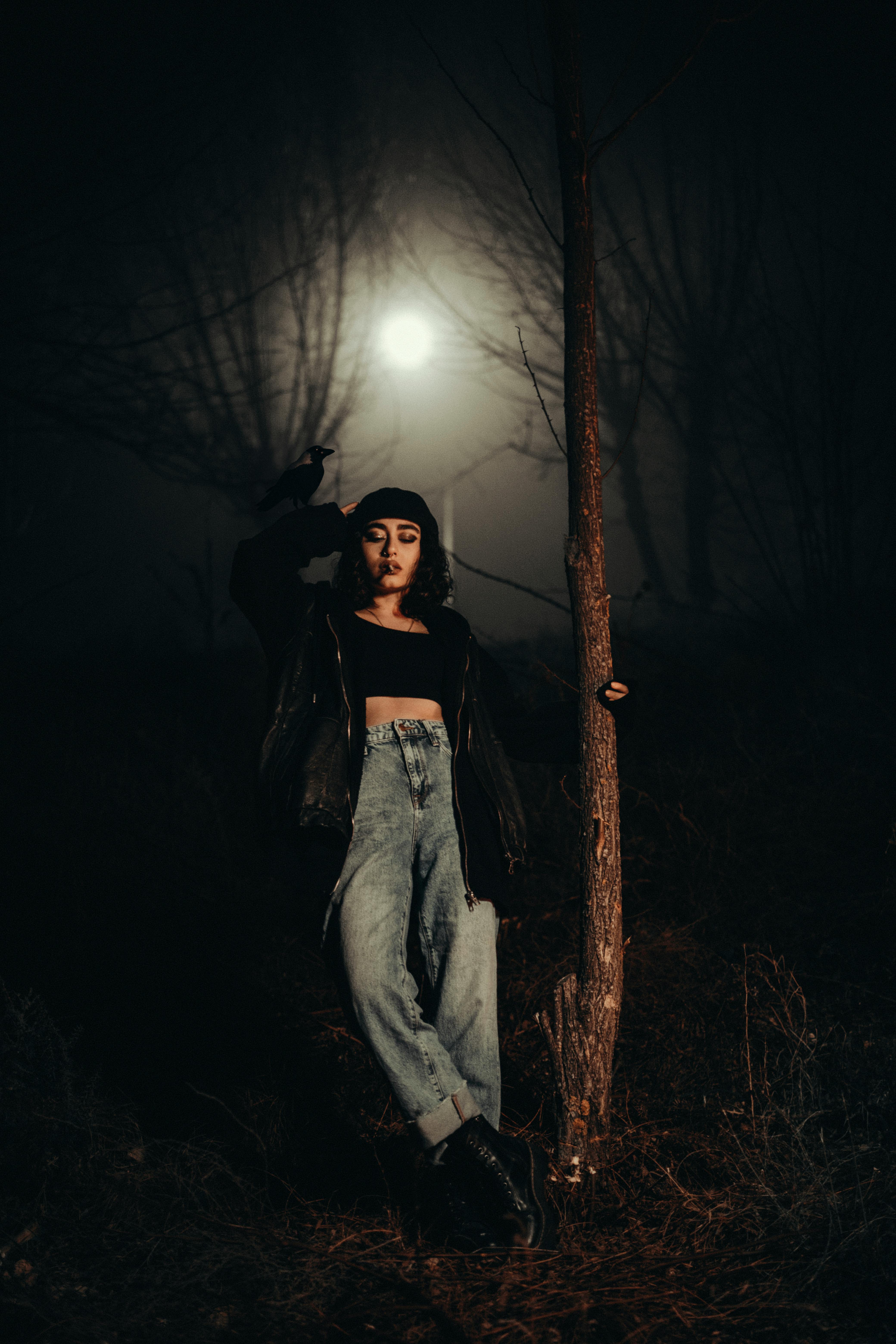 Woman Posing During Full Moon · Free Stock Photo
