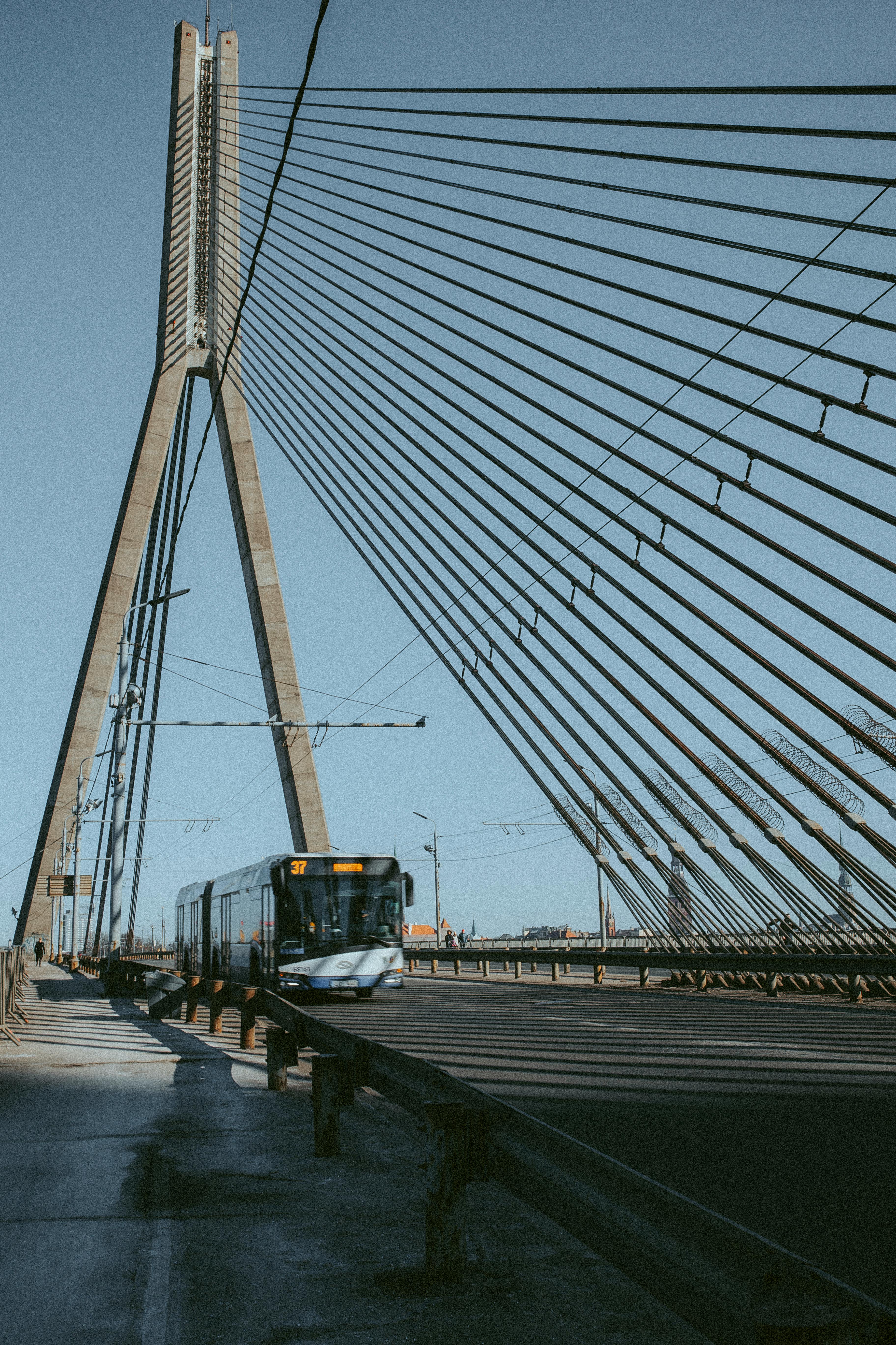 Bus Riding on a Modern Bridge · Free Stock Photo