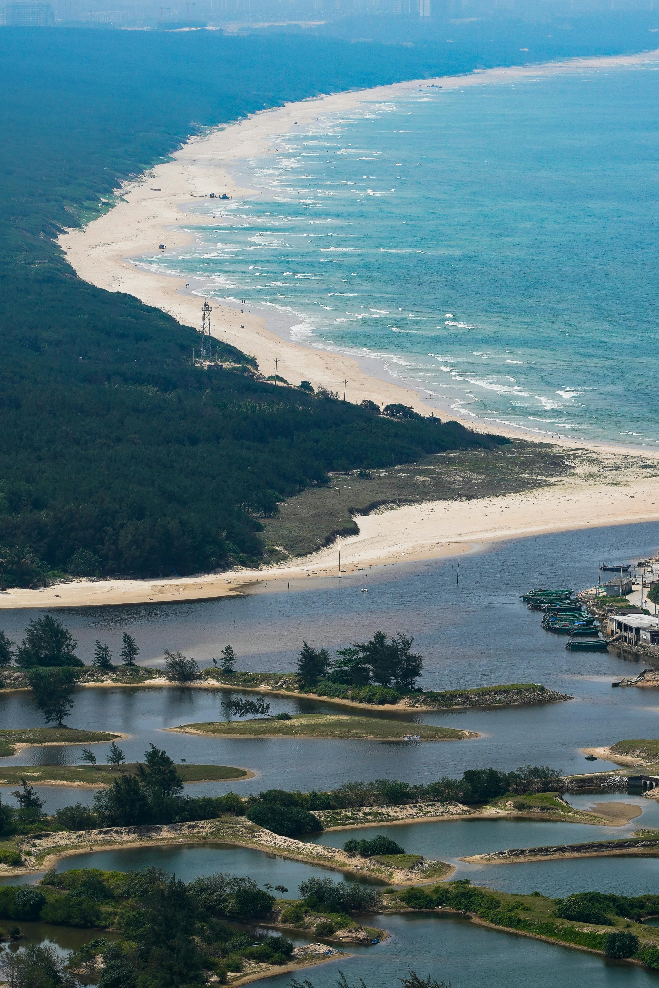 Aerial View of the Beach and the Bay Full of Islets · Free Stock Photo