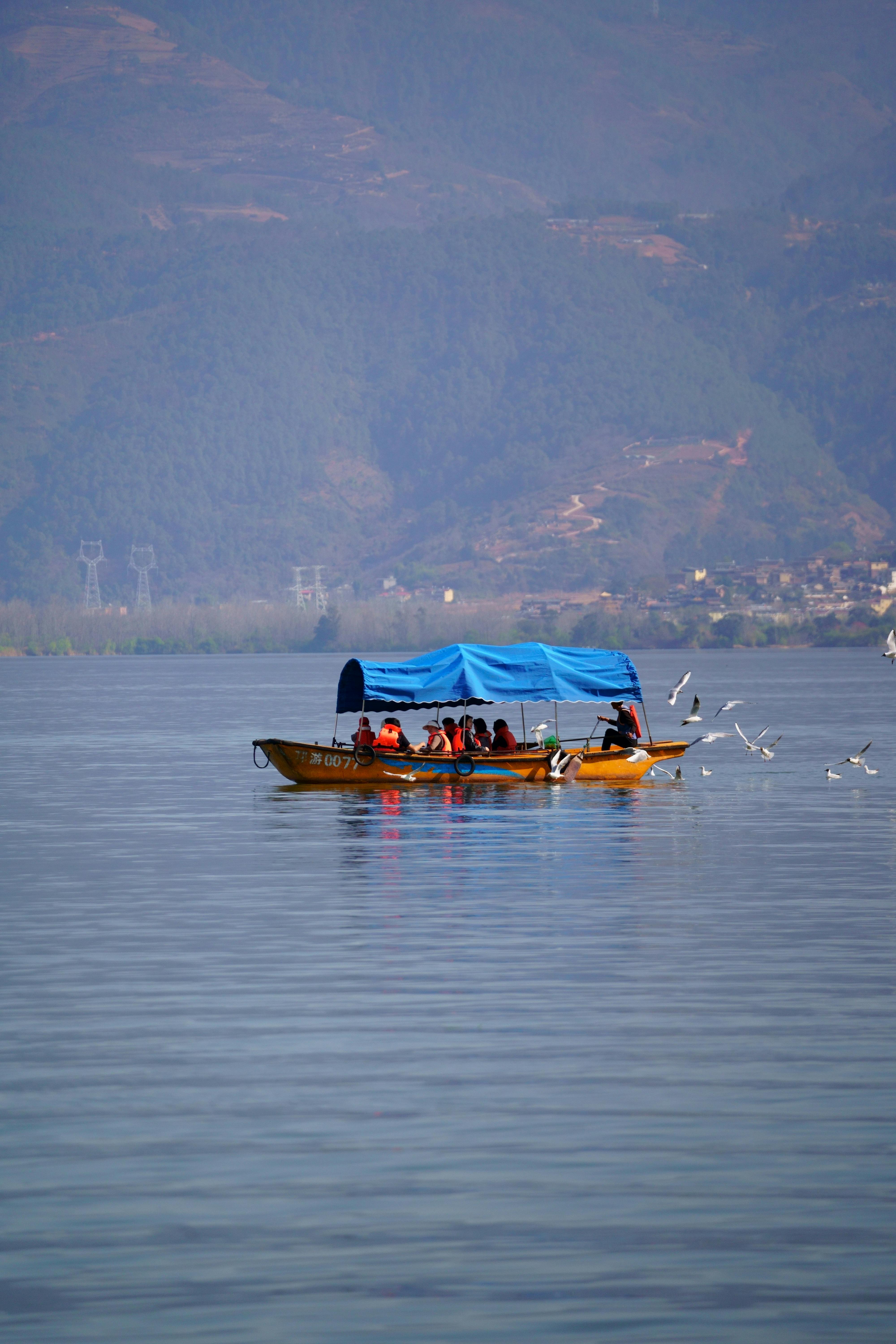 People Swimming on Boat on a Lake · Free Stock Photo