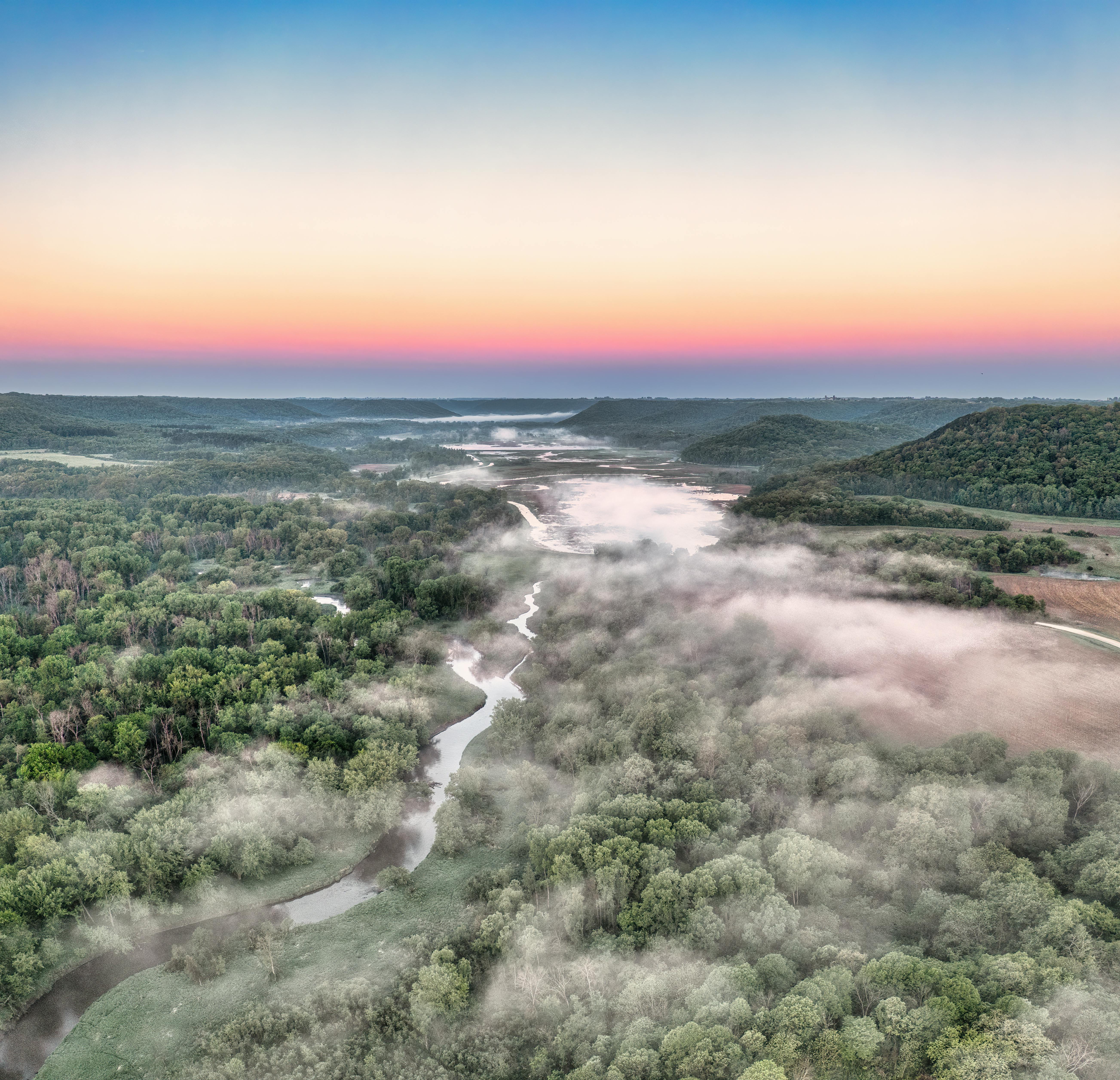 Bird View of Rainforest and River at Dusk · Free Stock Photo