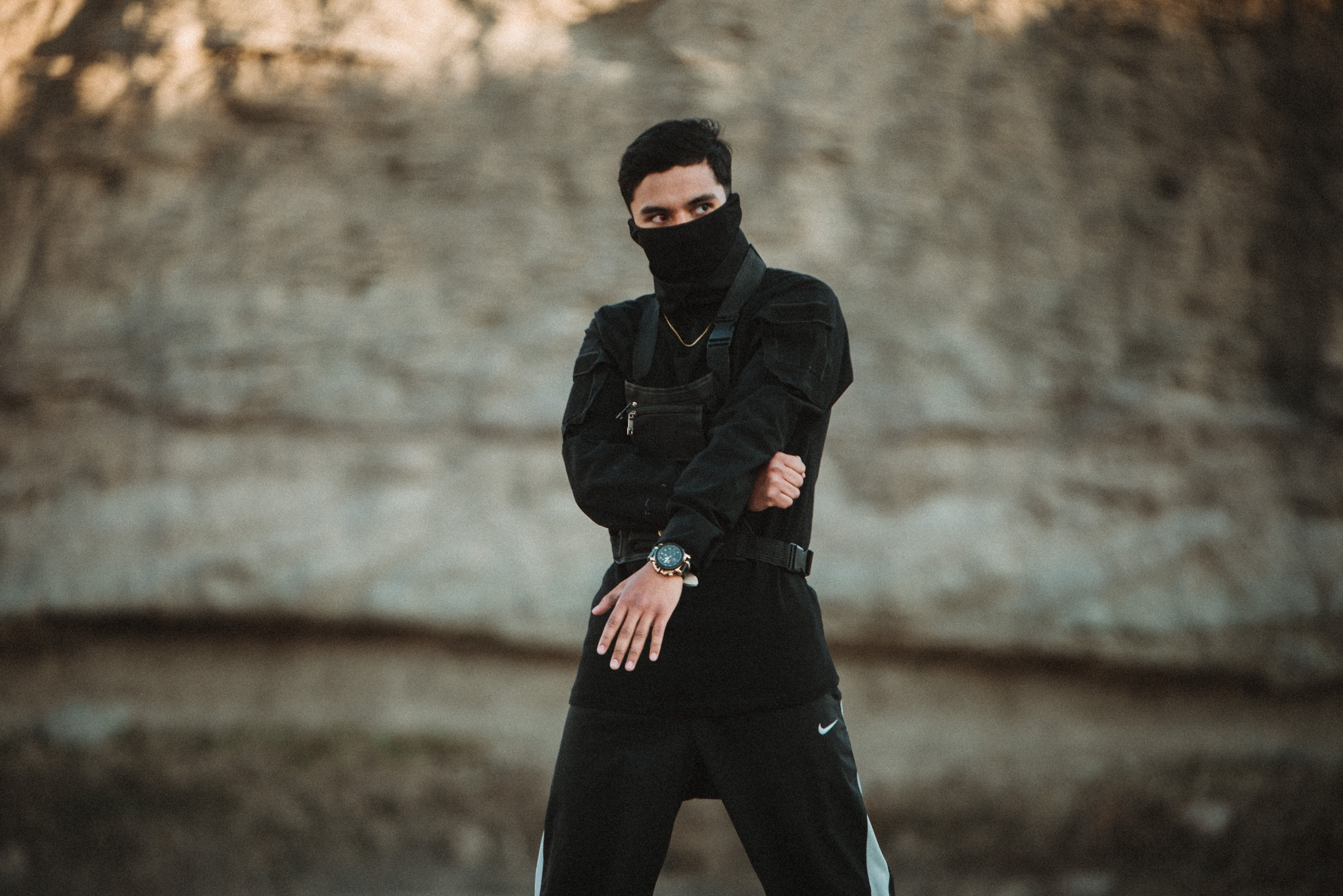 Young Masked Man in Black Vest · Free Stock Photo