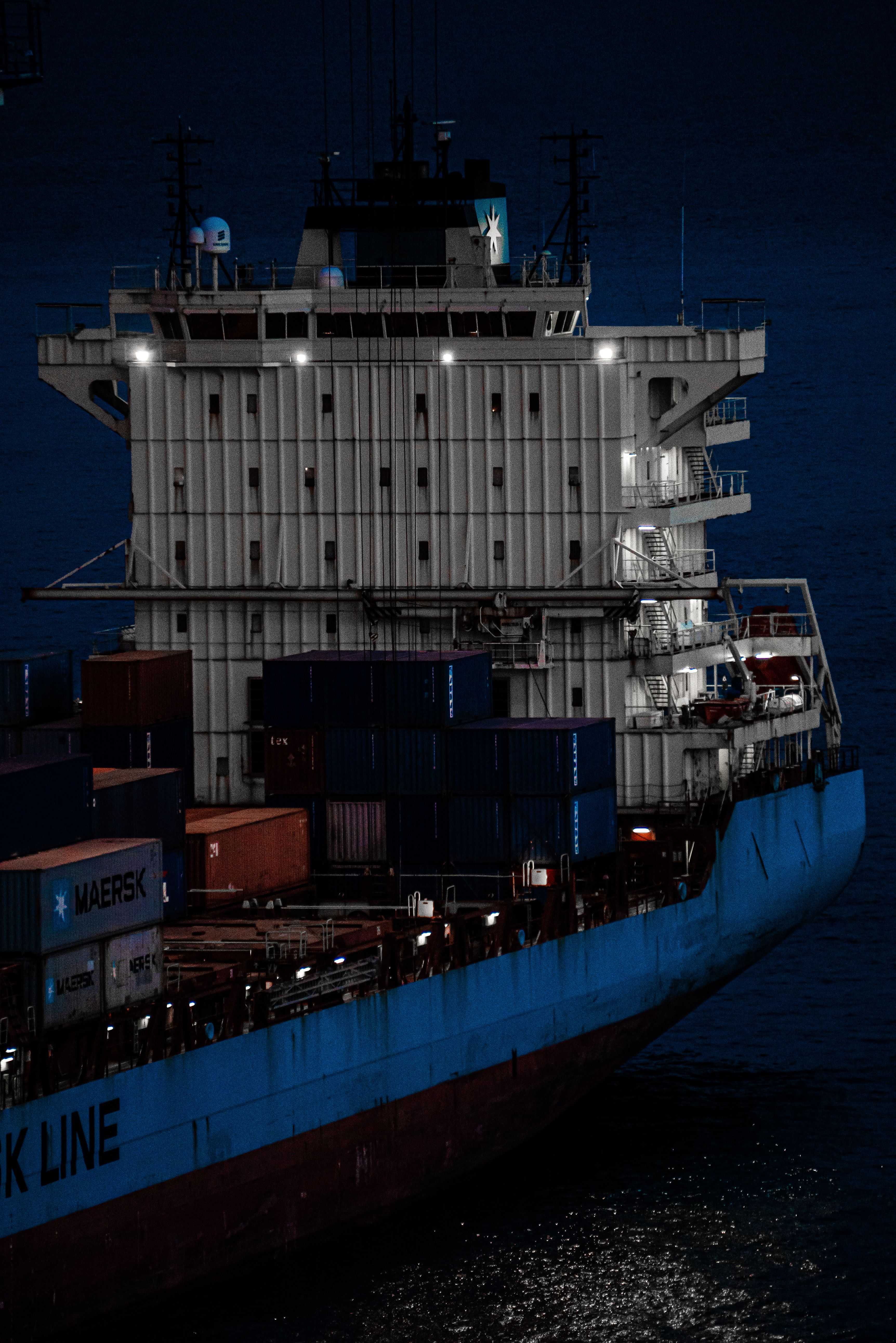Container Ship at Night · Free Stock Photo