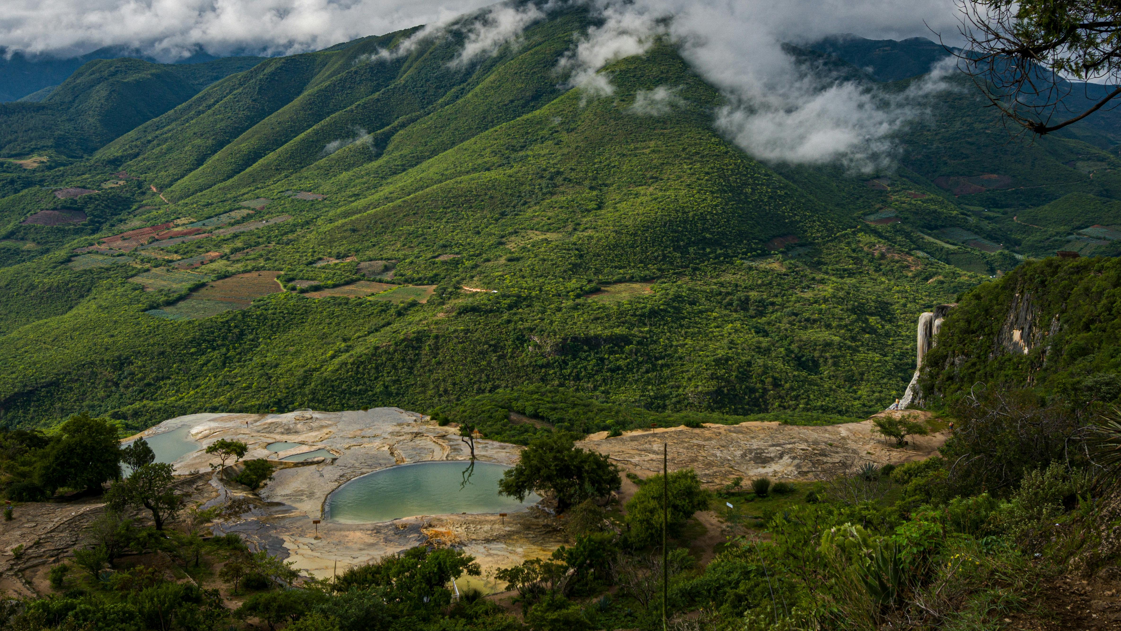 Pond in Limestone Against Green Hill in Hierve El Agua in Mexico · Free ...