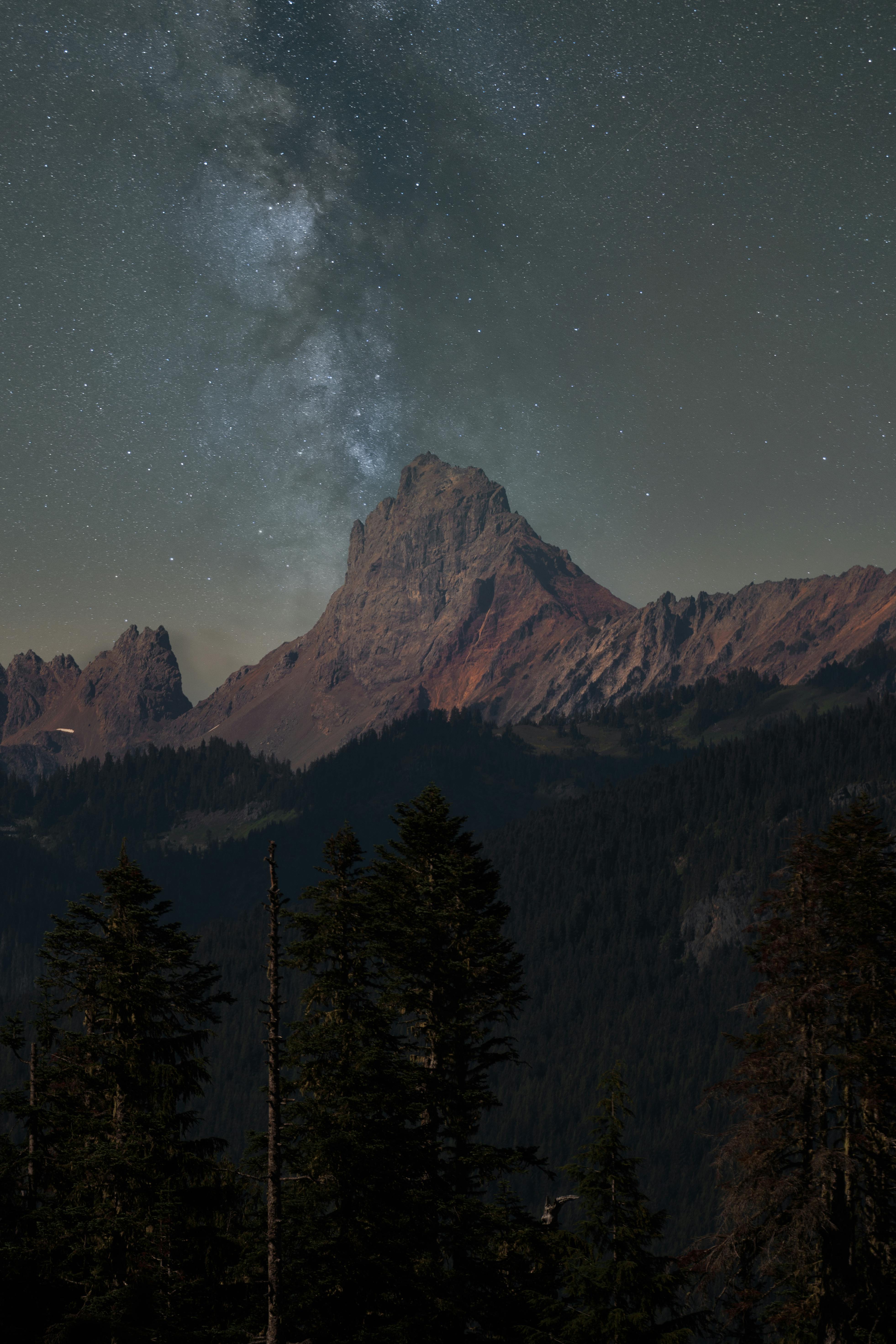 View of Rocky Mountains under a Night Sky · Free Stock Photo