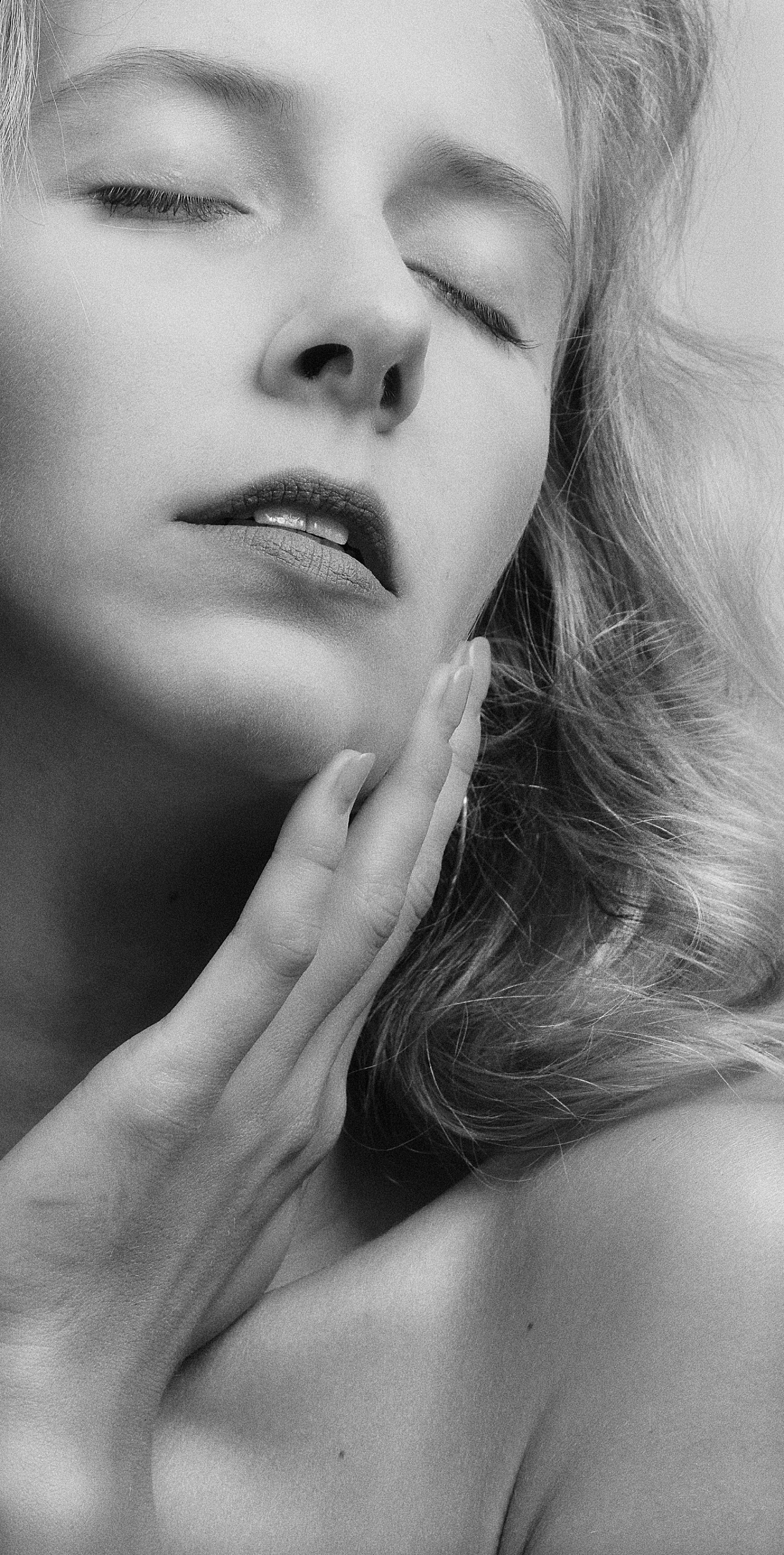 Blonde Model with Eyes Closed · Free Stock Photo