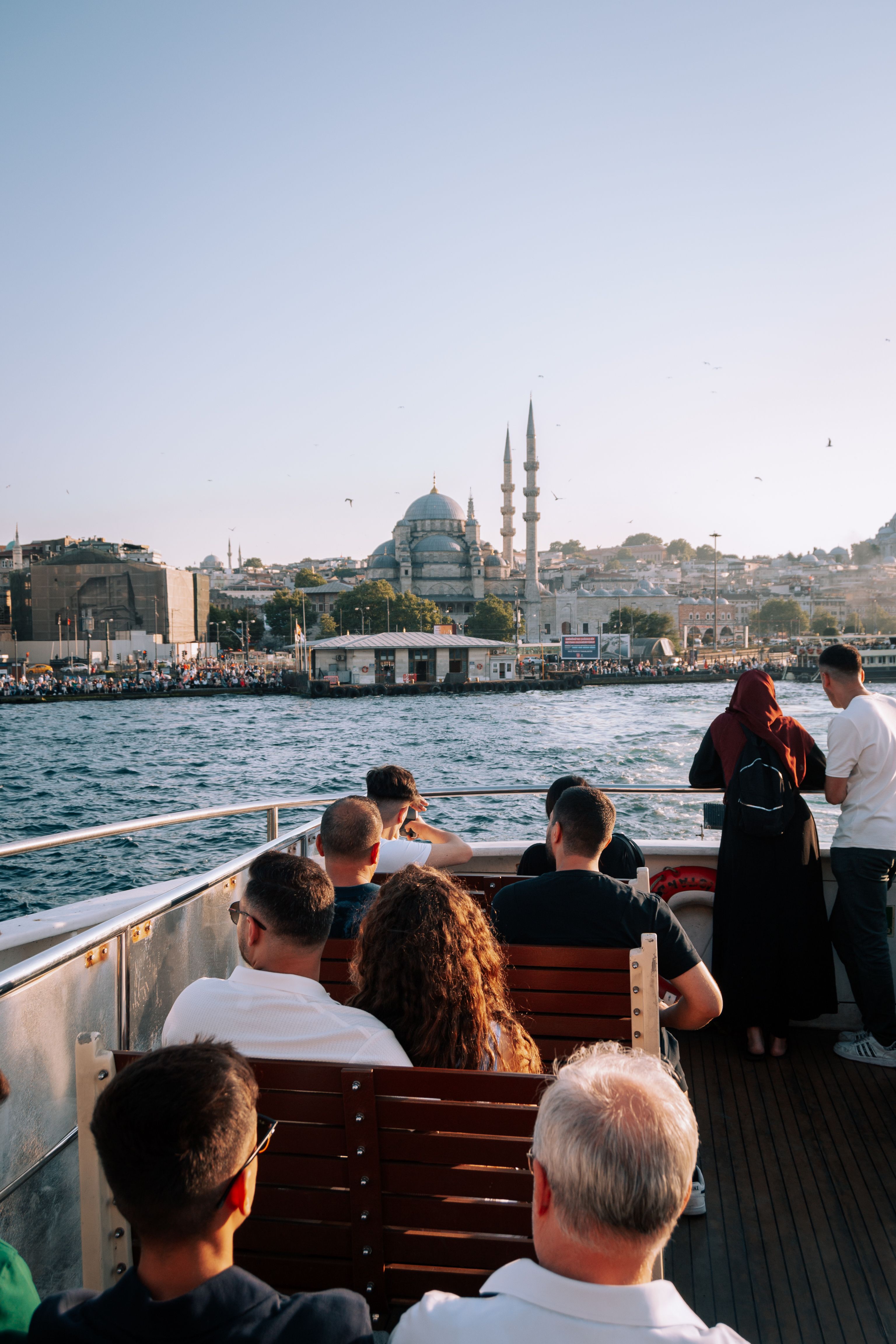 People on a Boat Cruising on the Bosphorus Strait in Istanbul, Turkey ...